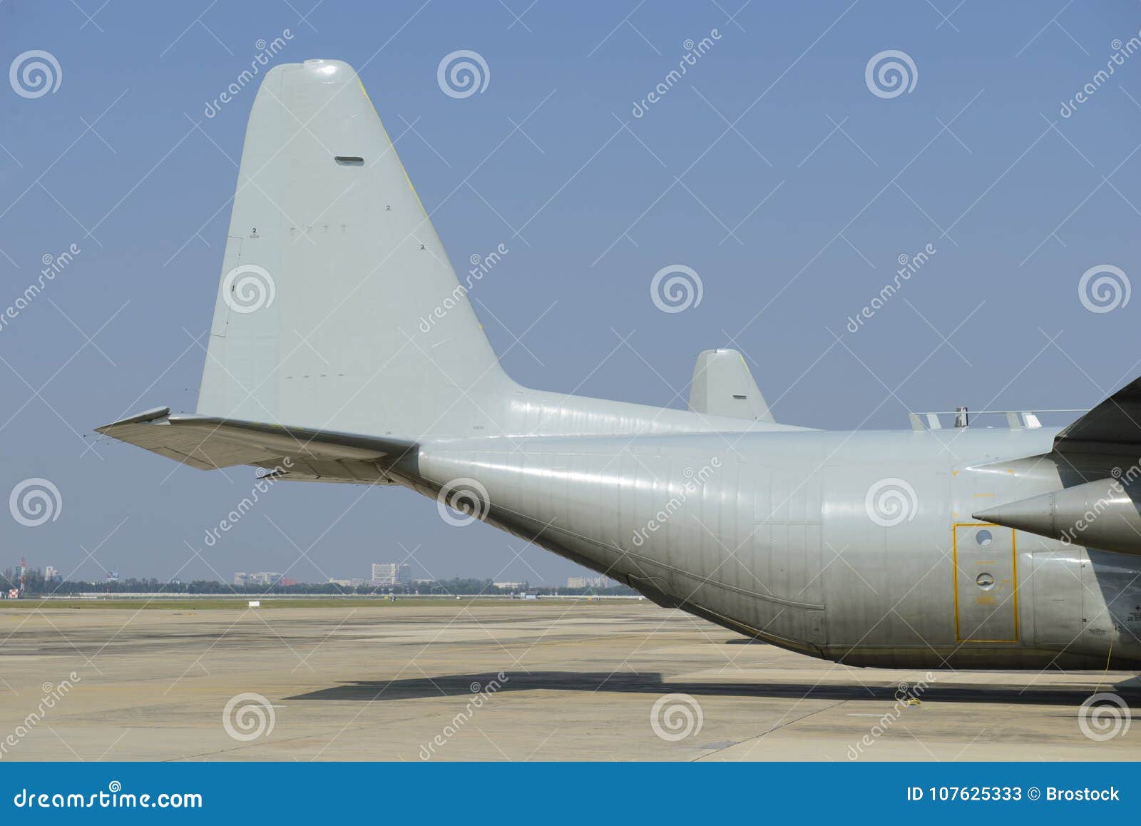 Rear View of Military Transport Aircraft Stock Image - Image of ...