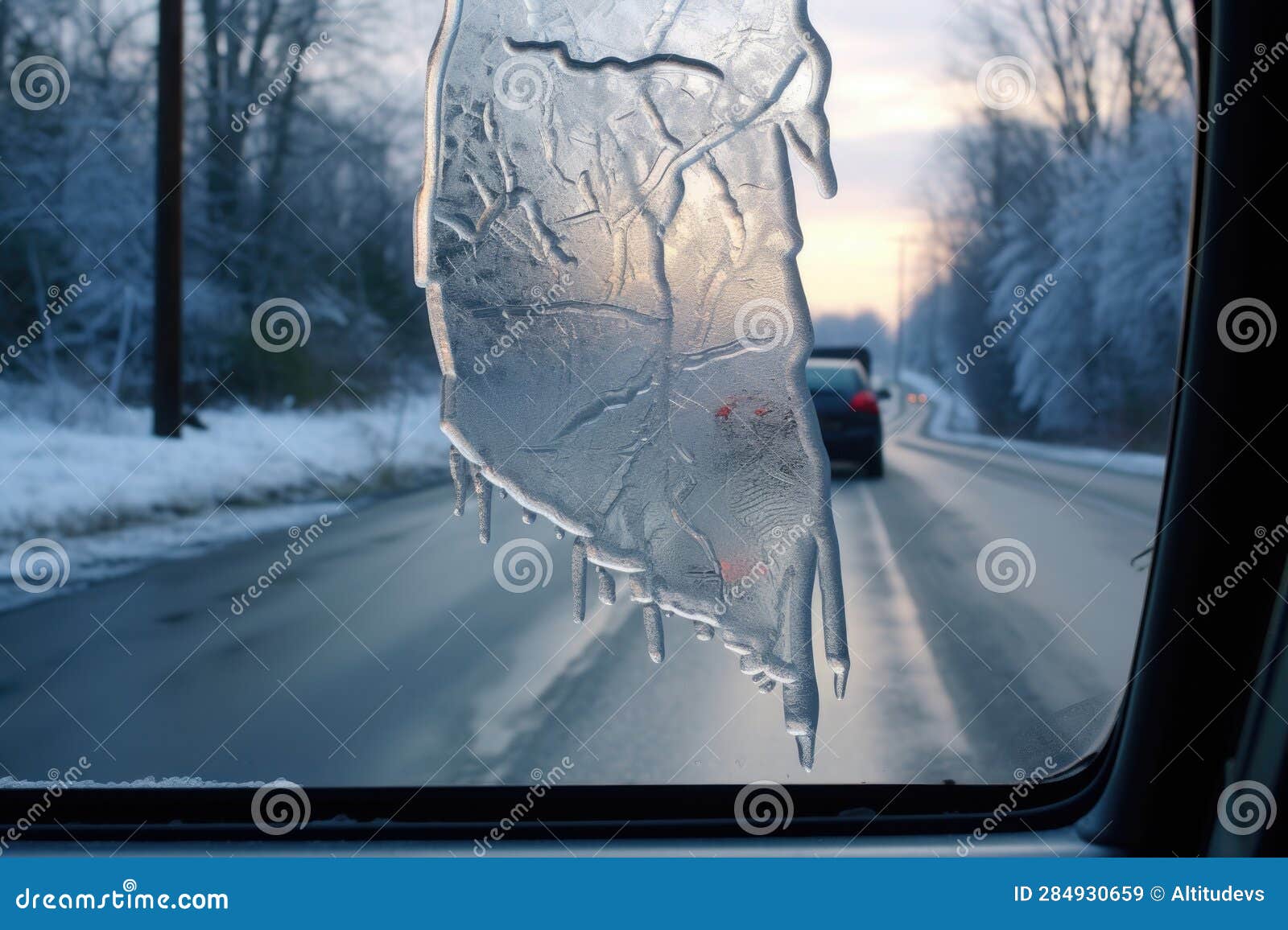Rear View Mirror Encased in Ice during Storm Stock Image - Image of ...