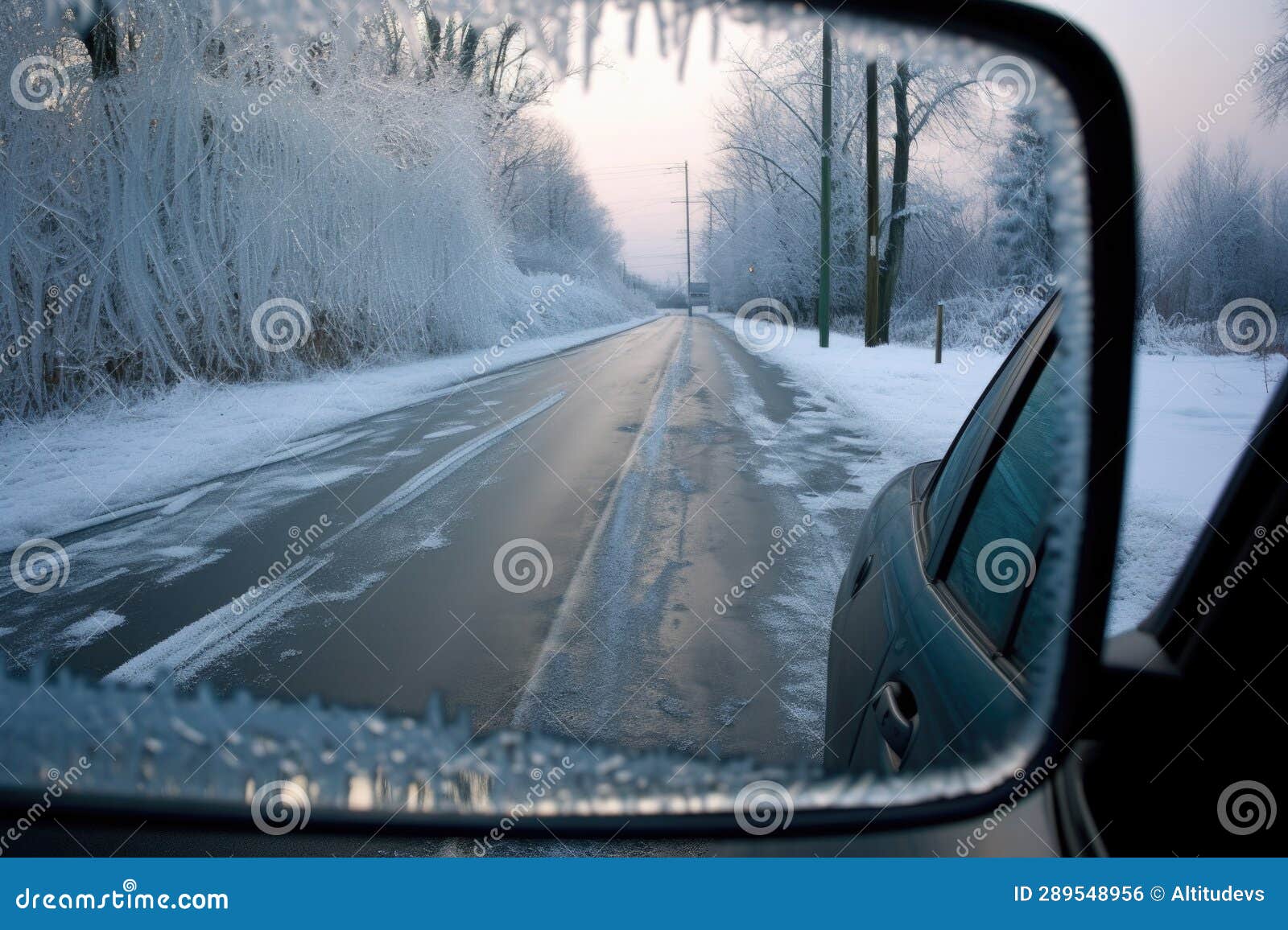 Rear View Mirror Encased in Ice during Storm Stock Photo - Image of ...