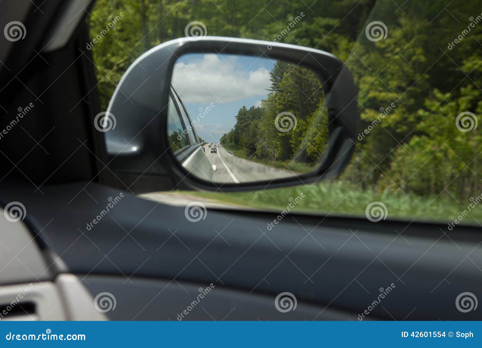 Rear view mirror stock photo. Image of speeding, traffic - 42601554