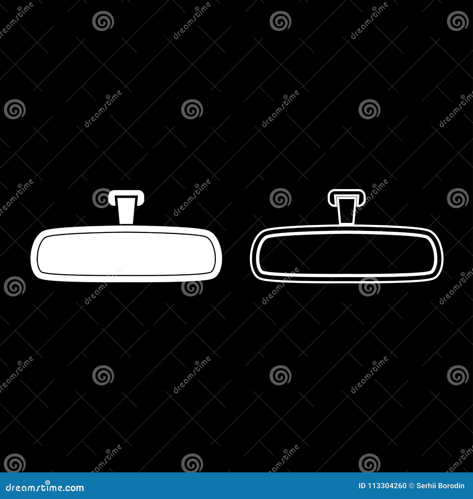 Rear View Mirror Icon Set White Color Illustration Flat Style Simple ...