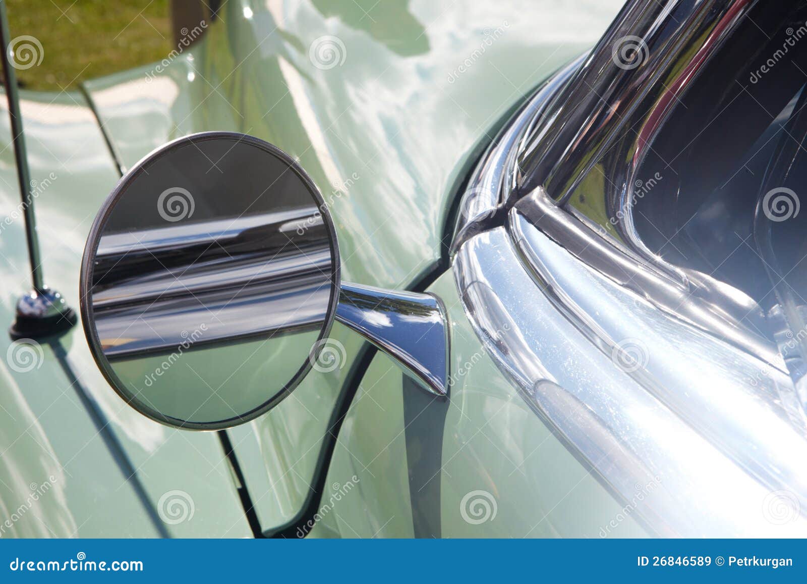 Rear-view Mirror of Retro Car Stock Image - Image of industry, hood ...