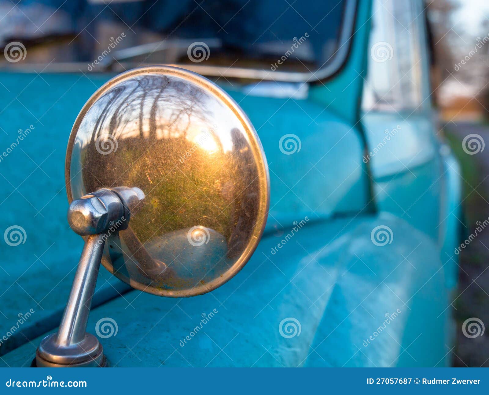 Rear View Mirror on a Vintage Car Stock Image - Image of drive, nature ...