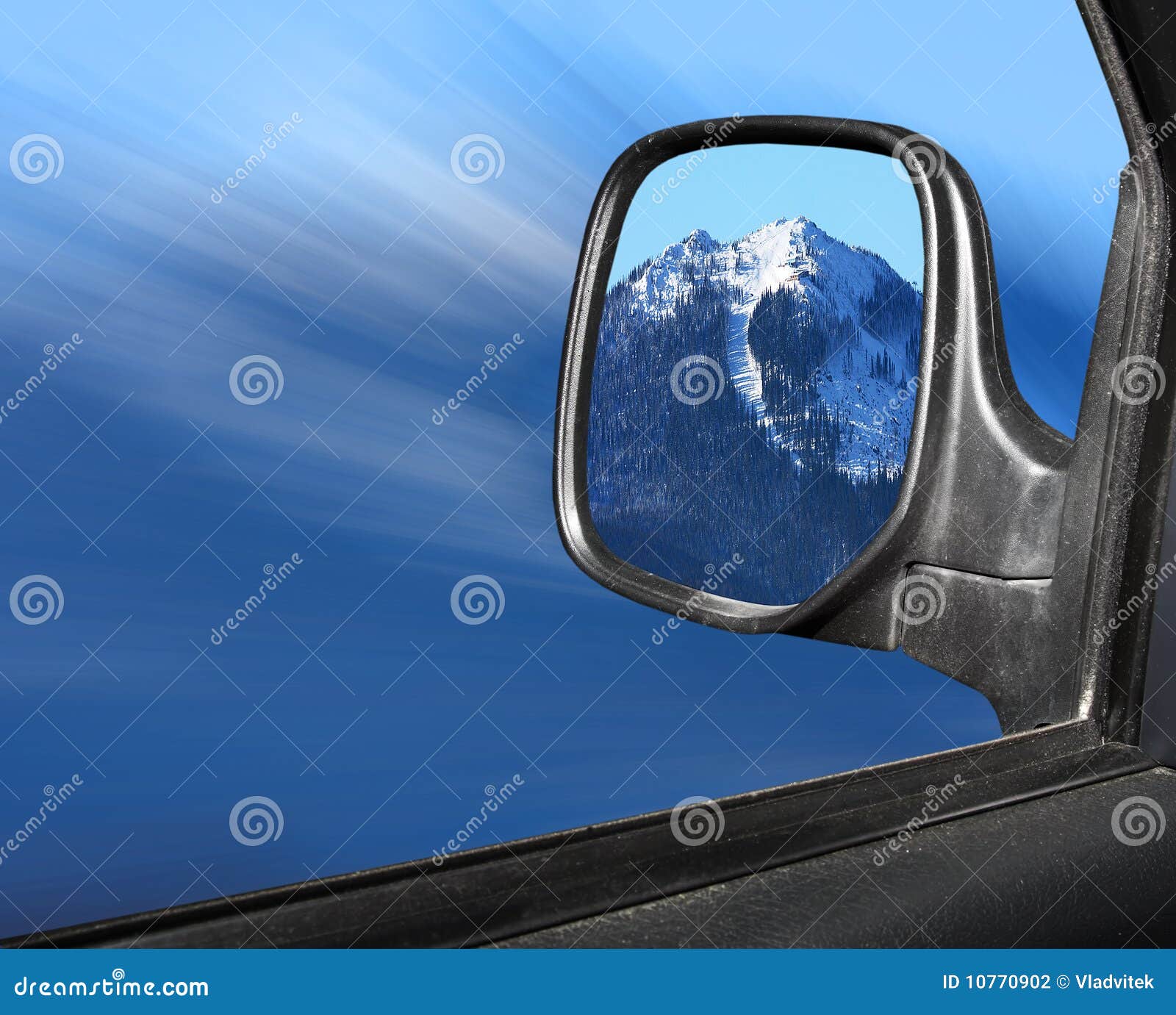 Rear view mirror in winter stock photo. Image of concept - 10770902