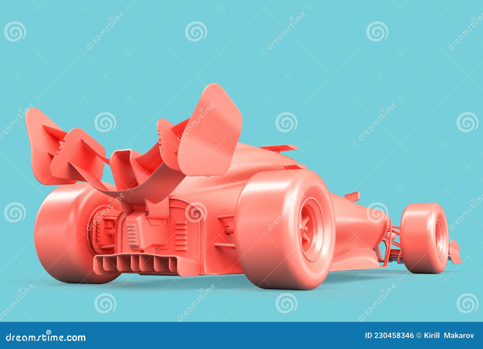 Rear View of Modern Formula One Car. 3D Rendering Stock Illustration ...