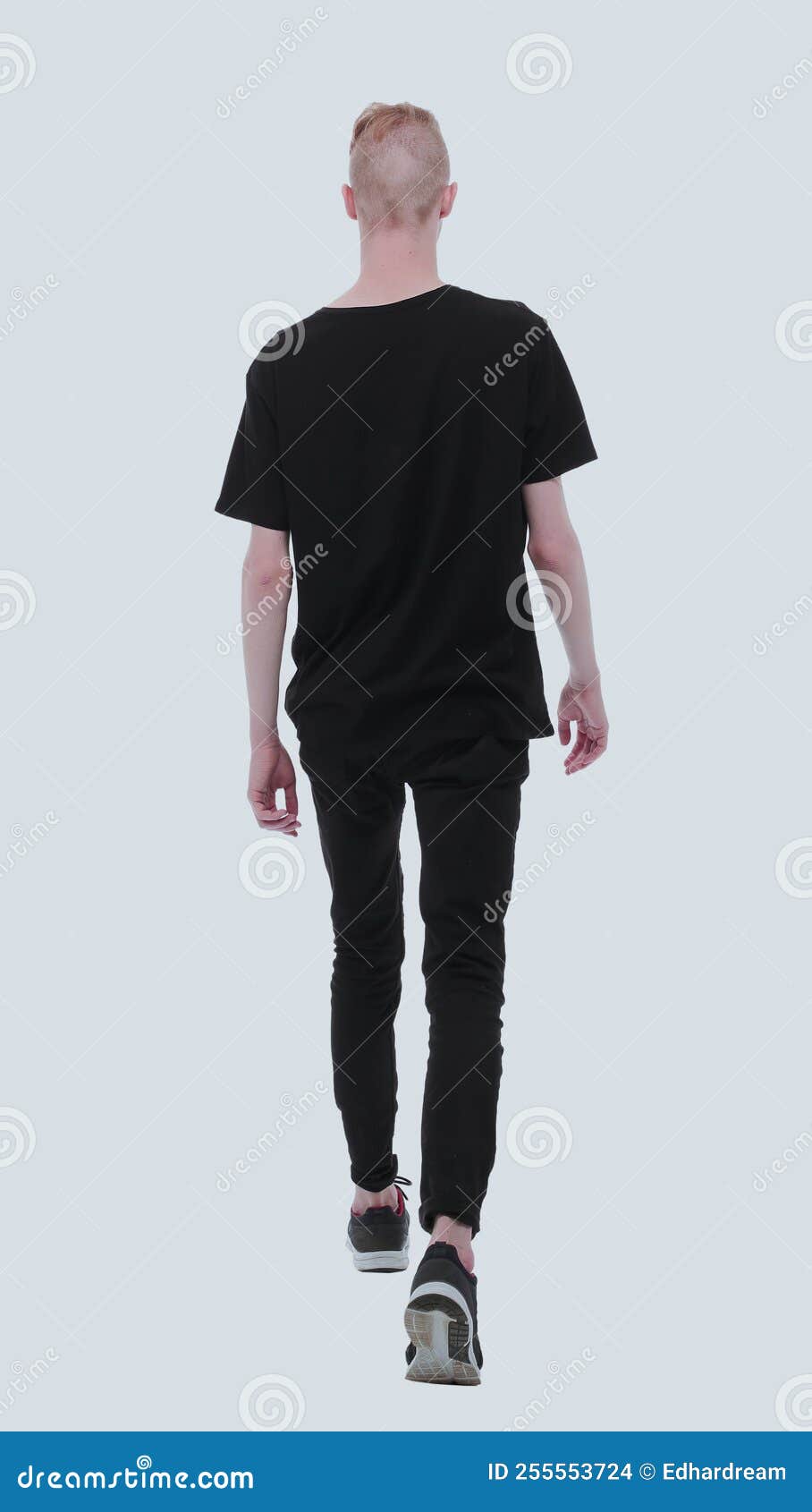 Rear View. Modern Student Guy Moving Forward Stock Photo - Image of ... Rear View. Modern Student Guy Moving Forward Stock Photo - Image of ...