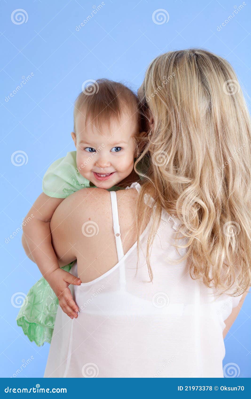 Rear View of Mother with Child Over Shoulder Stock Photo - Image of ...