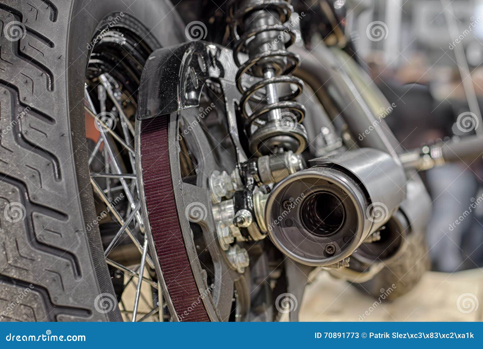 Rear View of Motorcycle, Detail of Exhaust Pipe Stock Image - Image of ...