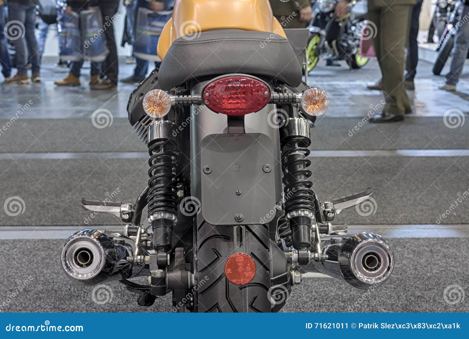 Rear View of Motorcycle, Indoor Photo. Stock Image - Image of exhaust ...