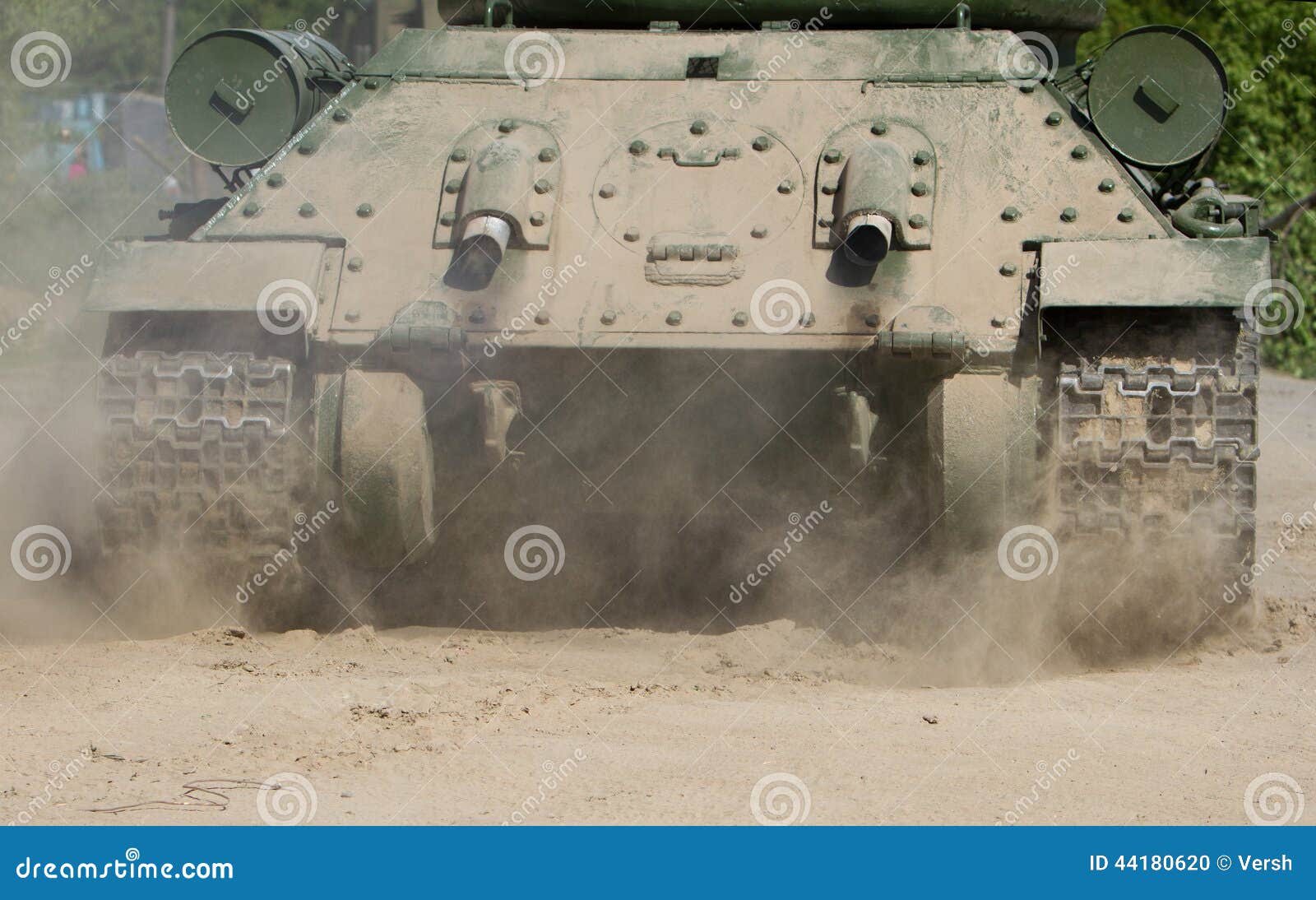 Rear View of Moving Old Russian Tank Stock Photo - Image of crushed ...