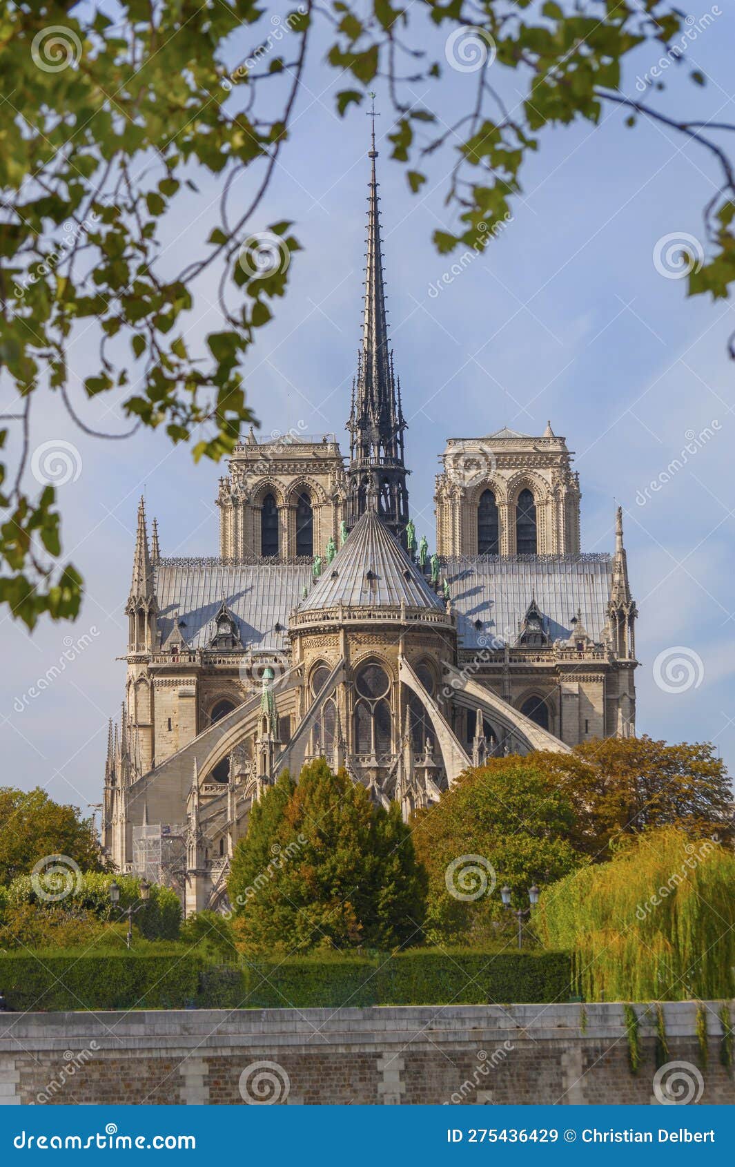 Rear View of Notre Dame Cathedral in Paris, France Stock Image - Image ...
