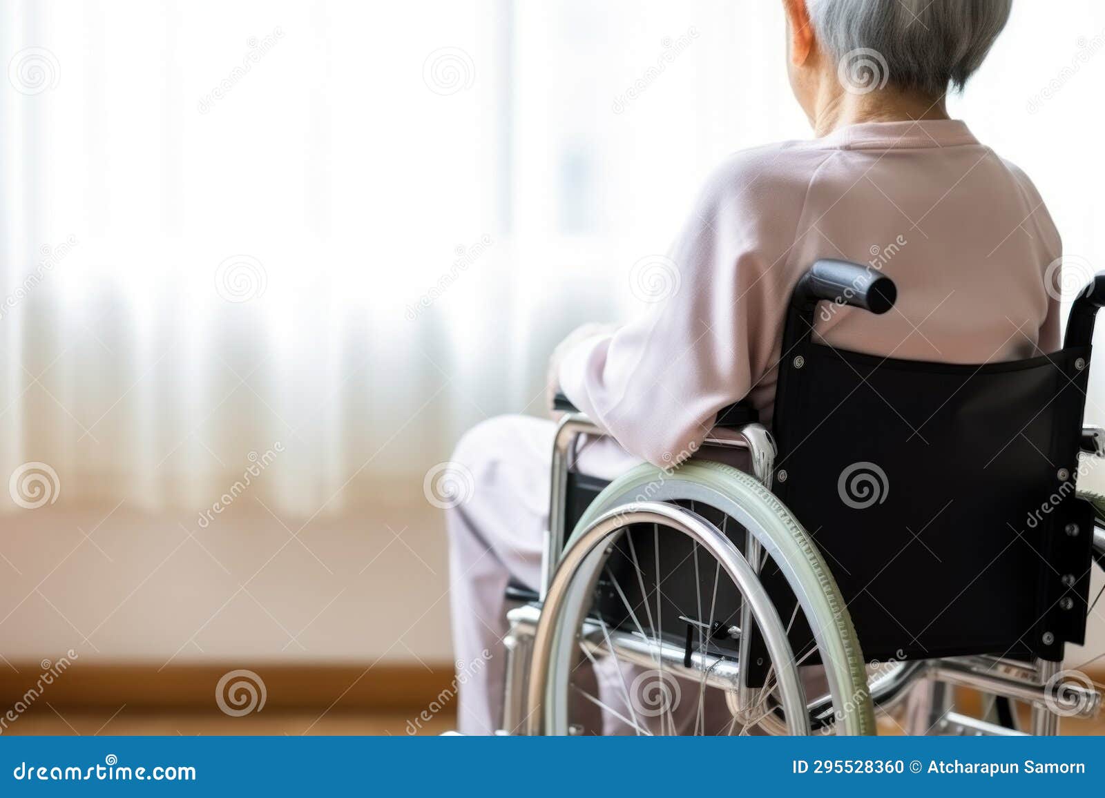 Rear View of an Older Patient Sitting in Wheelchair Stock Illustration ...
