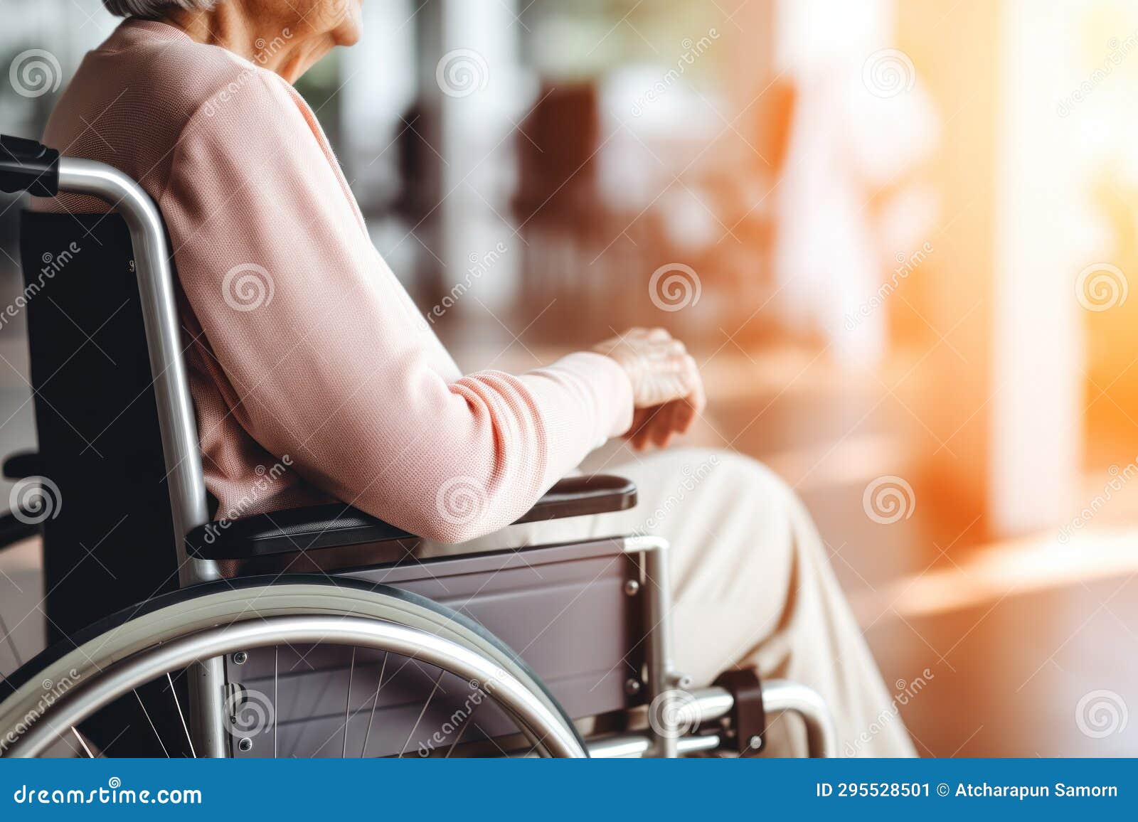Rear View of an Older Patient Sitting in Wheelchair Stock Illustration ...