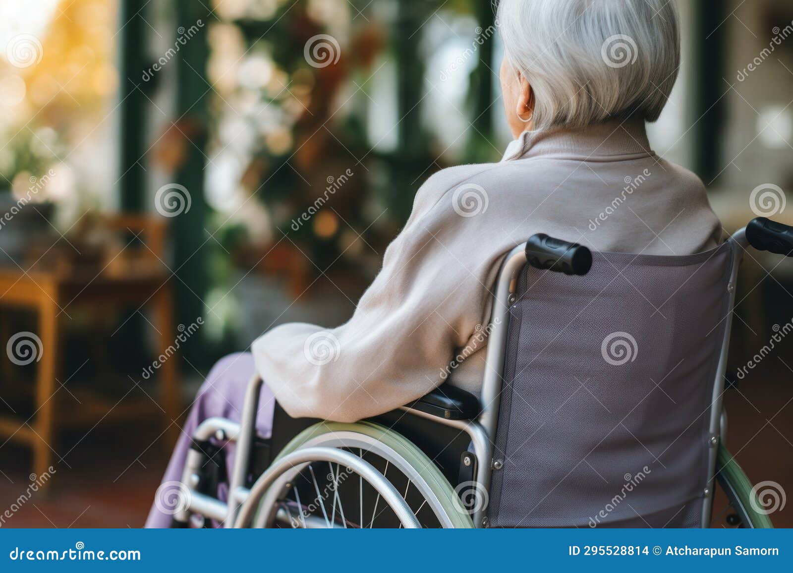 Rear View of an Older Patient Sitting in Wheelchair Stock Illustration ...