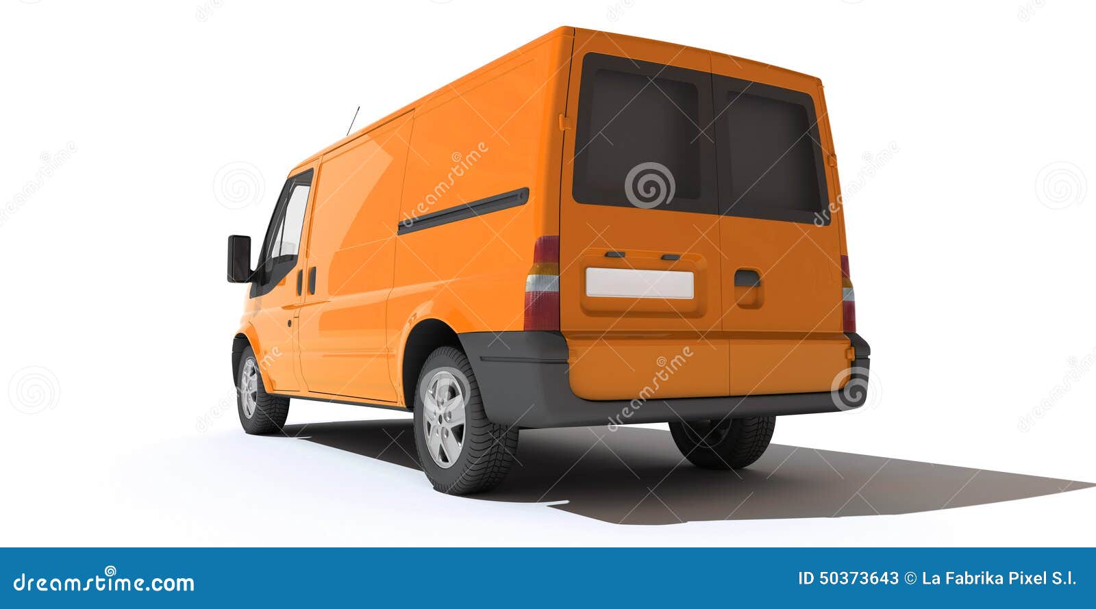 Rear view of orange van stock illustration. Illustration of ...