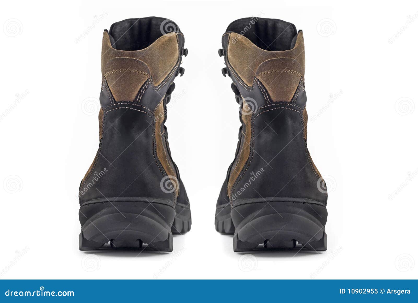 Rear View Pair of Warm Leather Boots Stock Image - Image of object ...