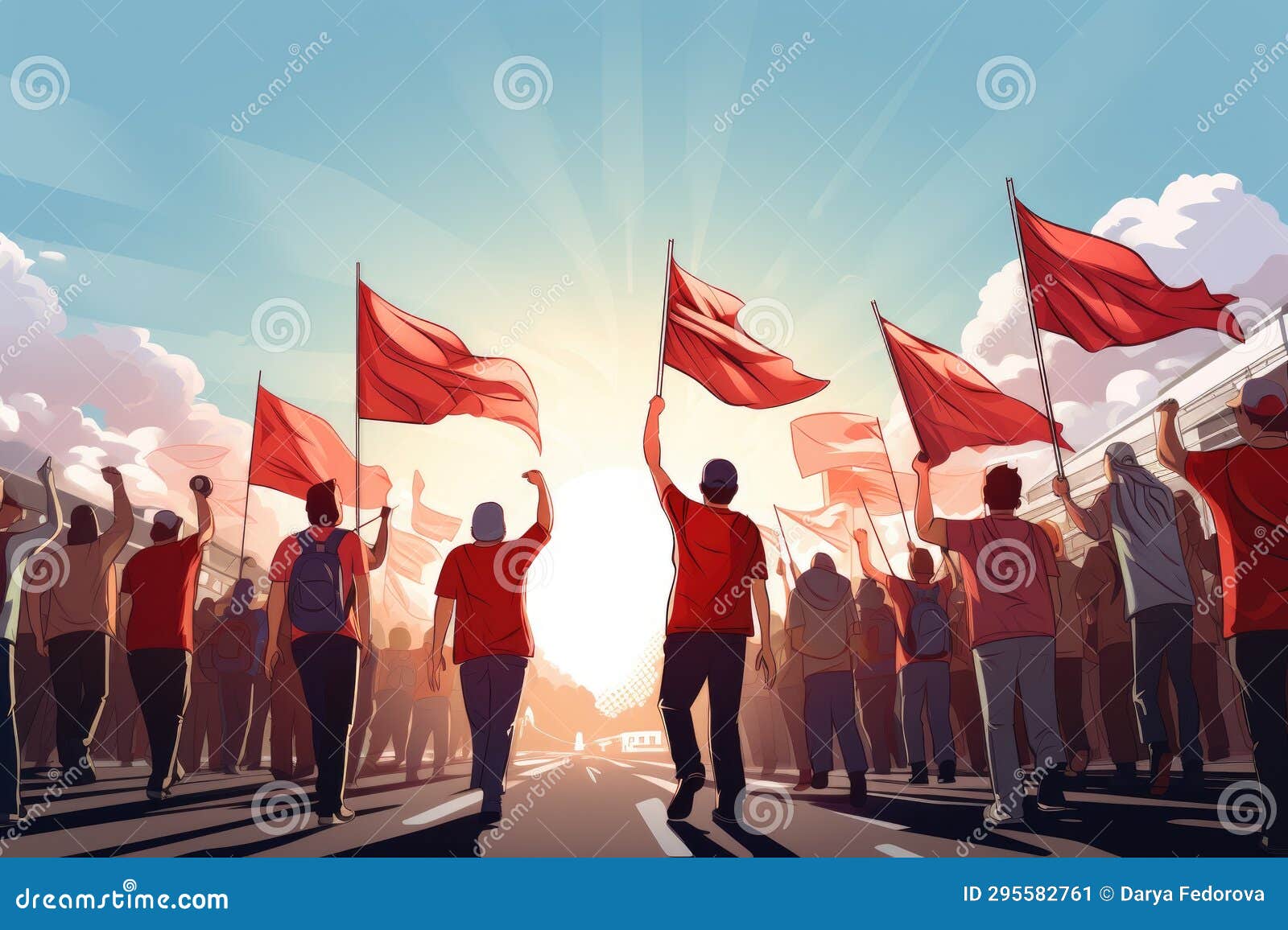 Rear View of People with Empty Placards and Posters in the Street Stock ...