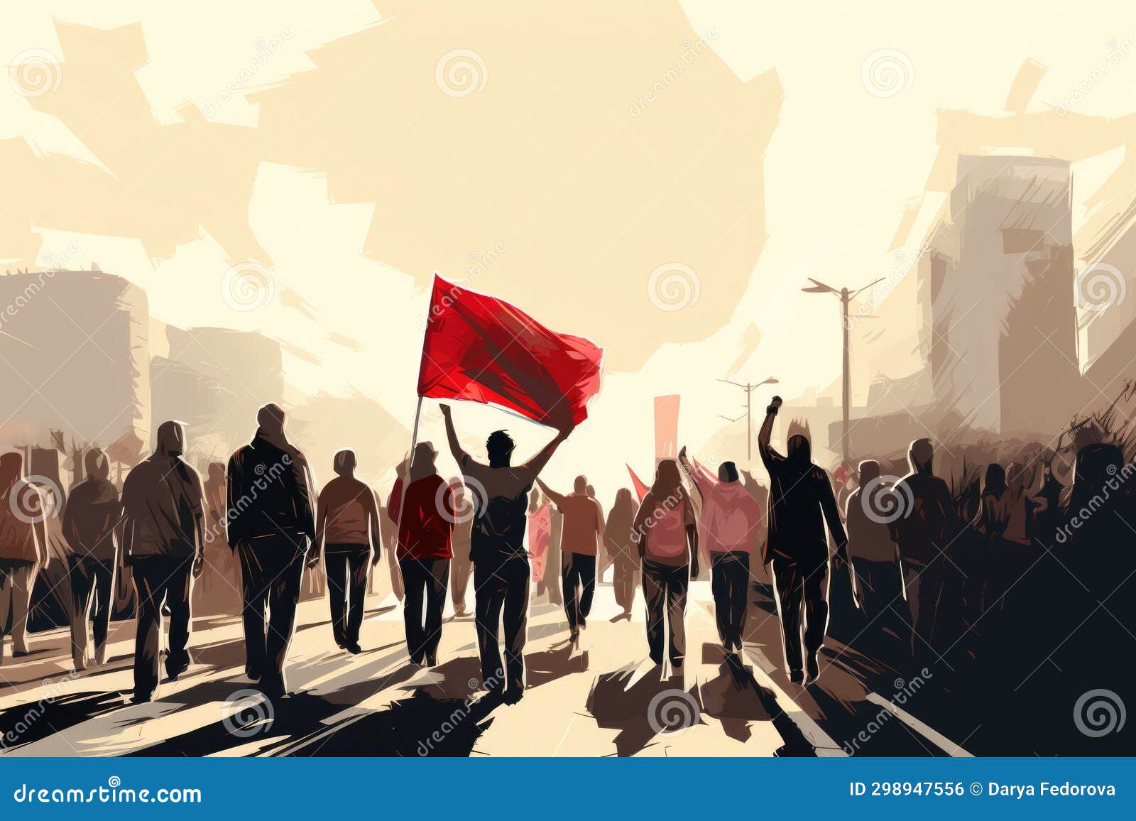 Rear View of People with Empty Placards and Posters in the Street Stock ...