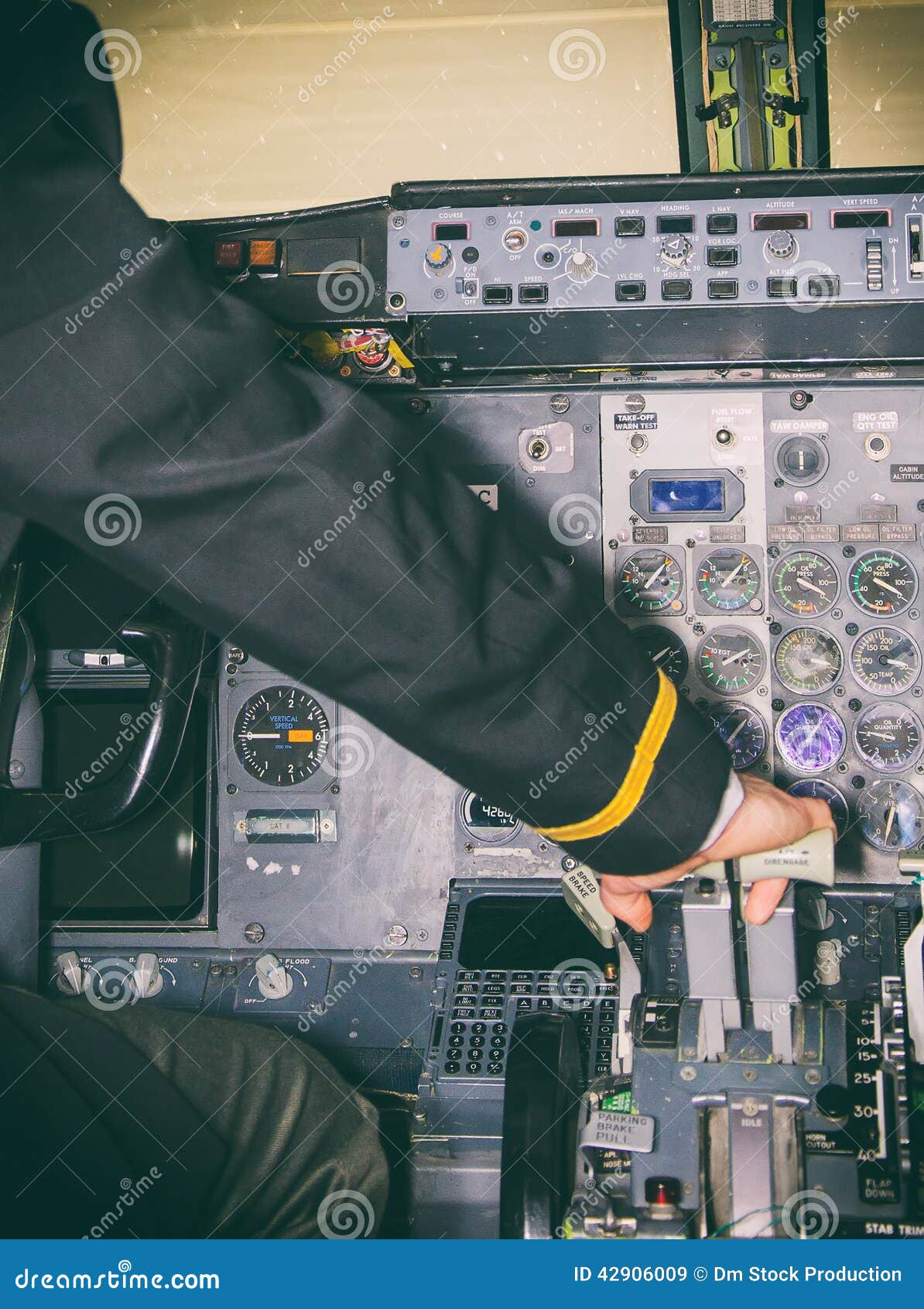 View On Pilot Cabin Of Modern Commercial Passenger Plane. Journey And ...