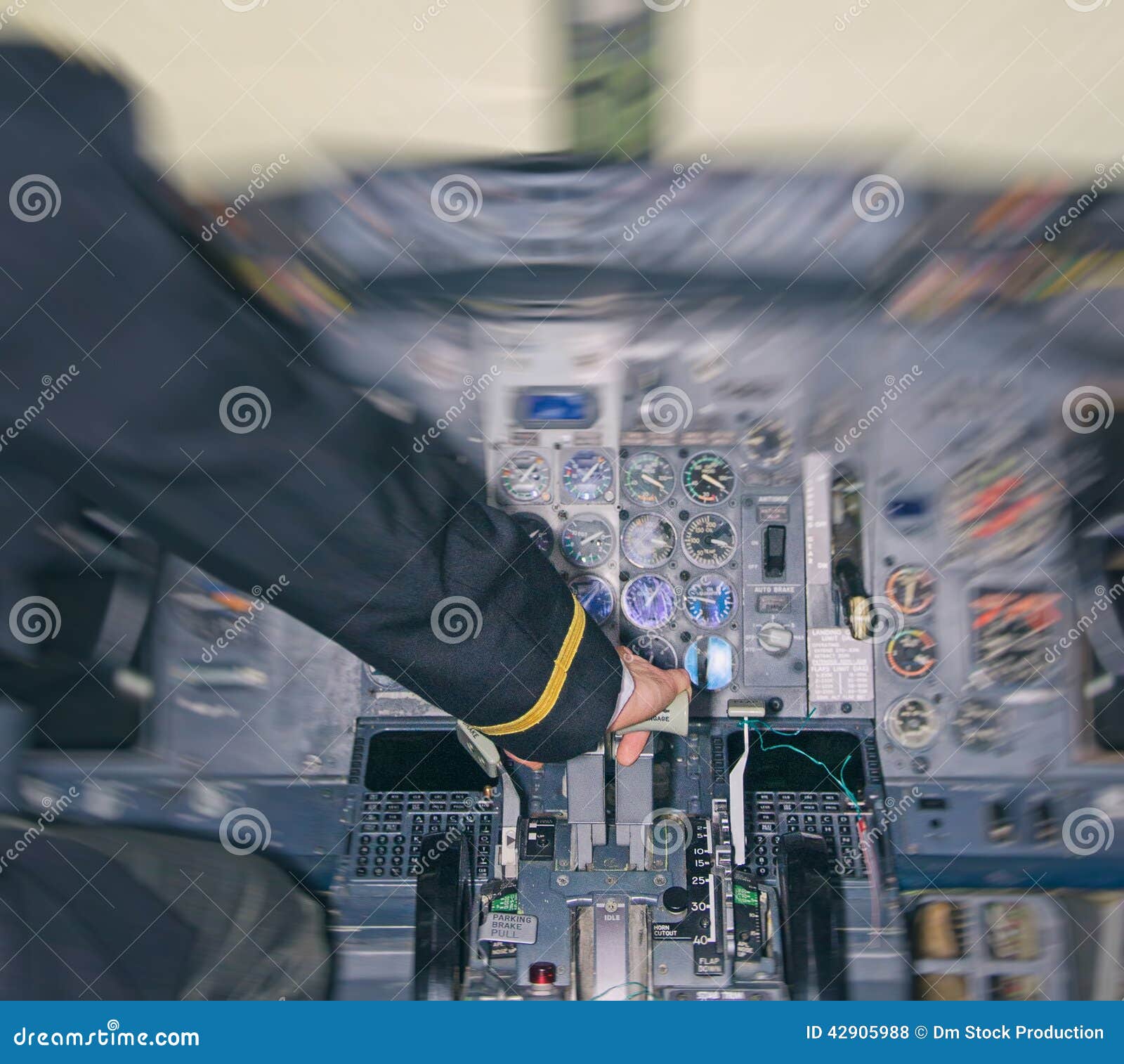 Rear View of Pilot in Aircraft Cabin. Stock Photo - Image of dashboard ...