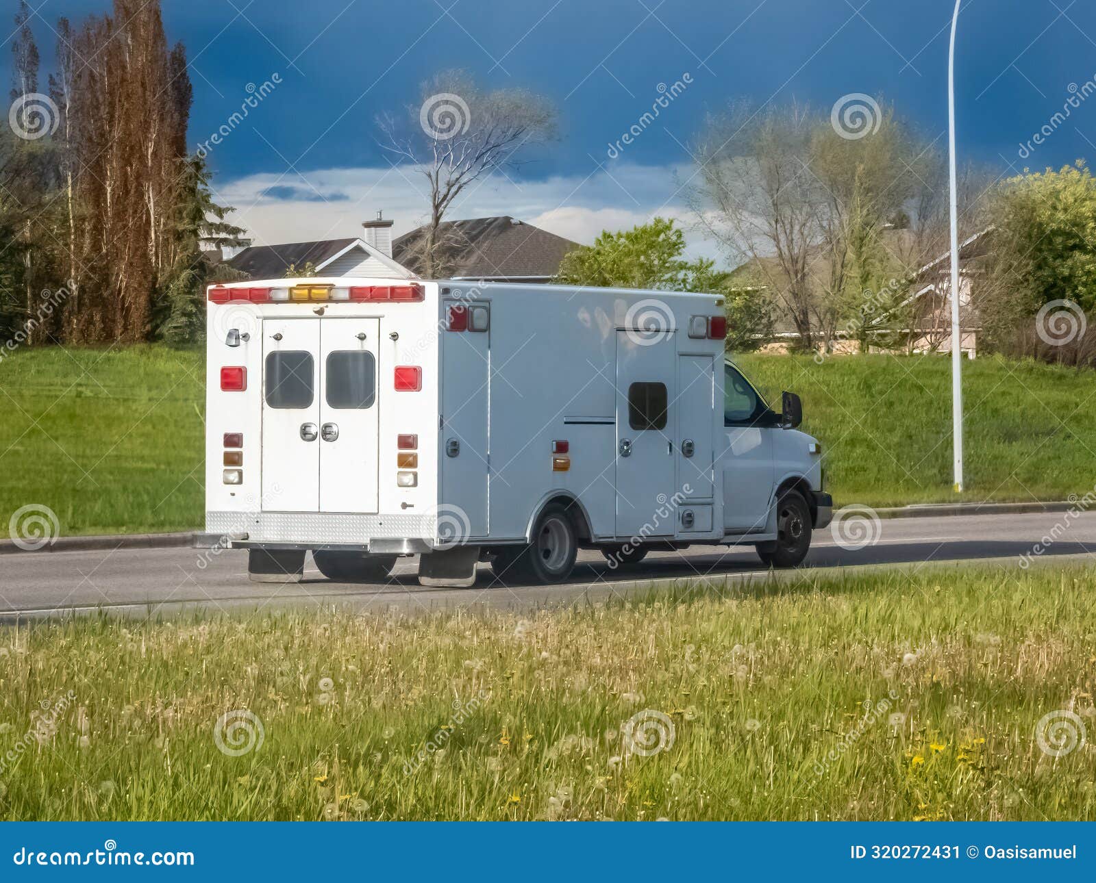A Rear View of a Plain White Ambulance. Stock Image - Image of injury ...