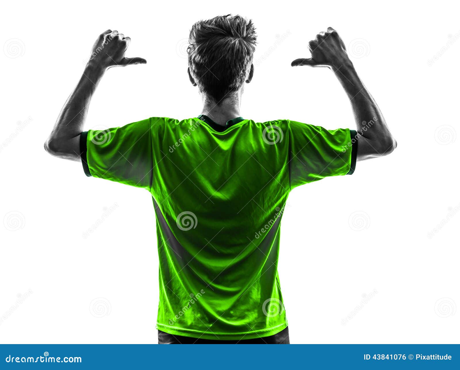 Rear View Portrait Soccer Football Player Young Man Pointing Si Stock ... Rear View Portrait Soccer Football Player Young Man Pointing Si Stock ...