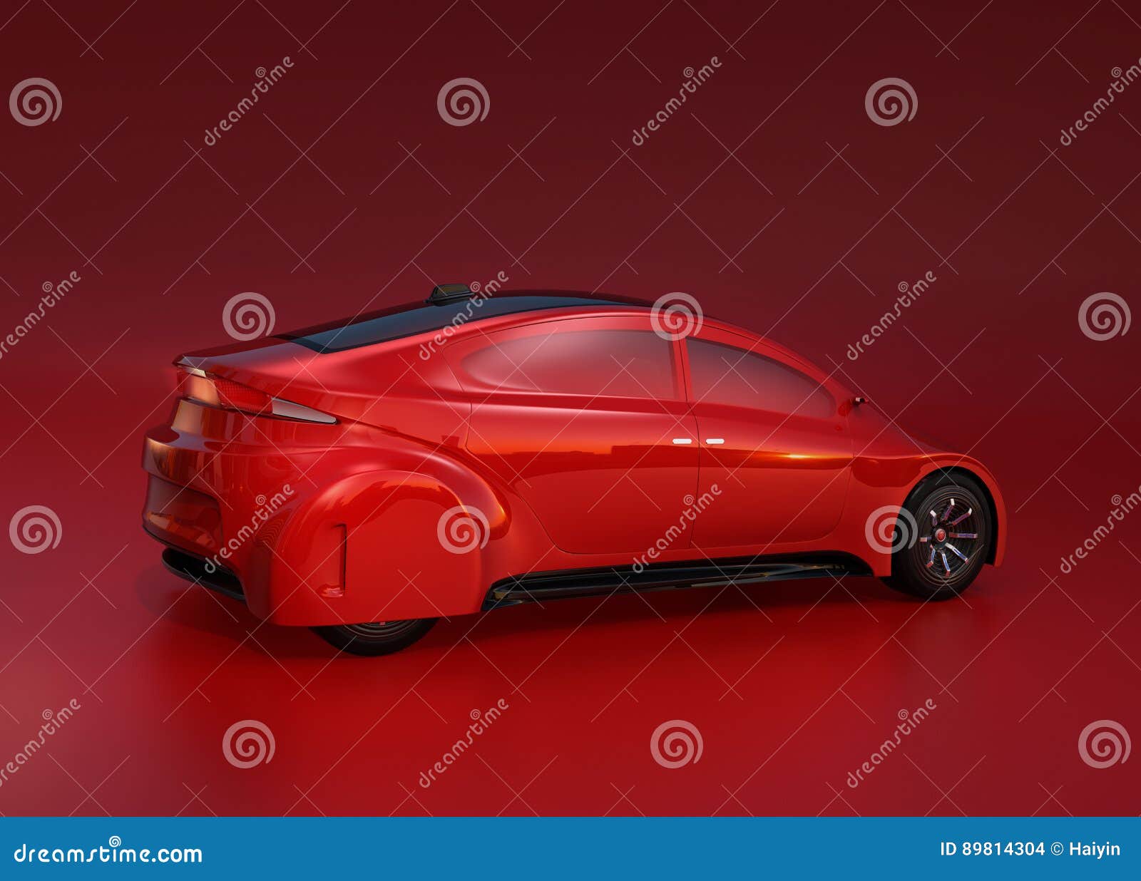 Rear View of Red Autonomous Vehicle Stock Illustration - Illustration ...