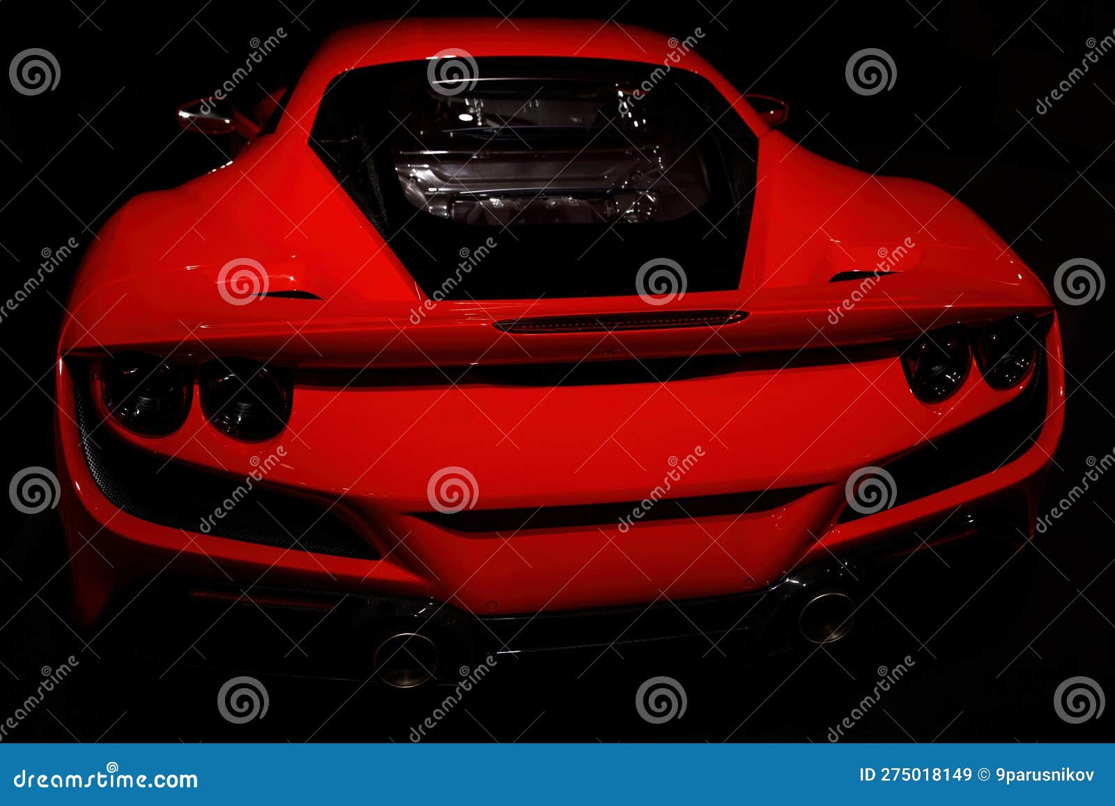 Rear View of Red Sport Car on the Dark Background. Editorial Stock ...