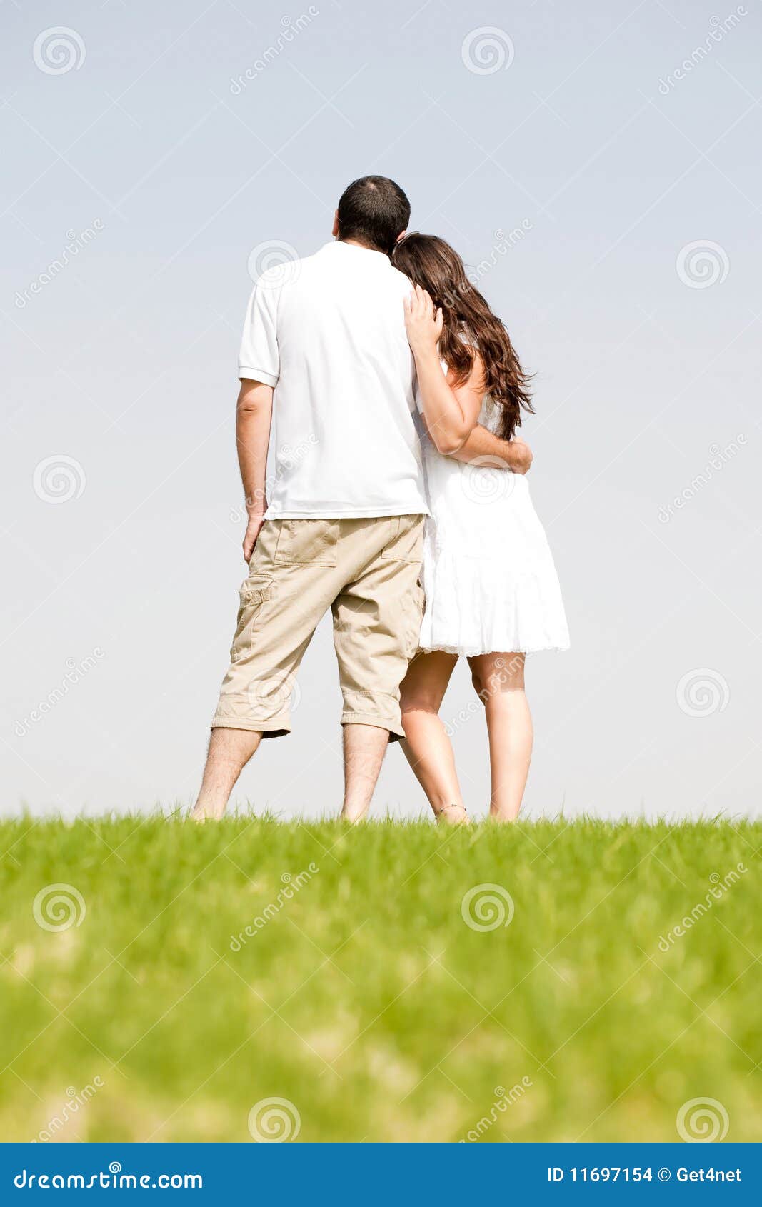 Rear View of Romantic Young Couple Standing Stock Photo - Image of ...