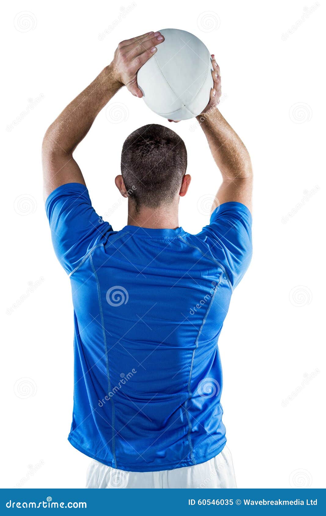 Rear View of Rugby Player Throwing Ball Stock Image - Image of ...