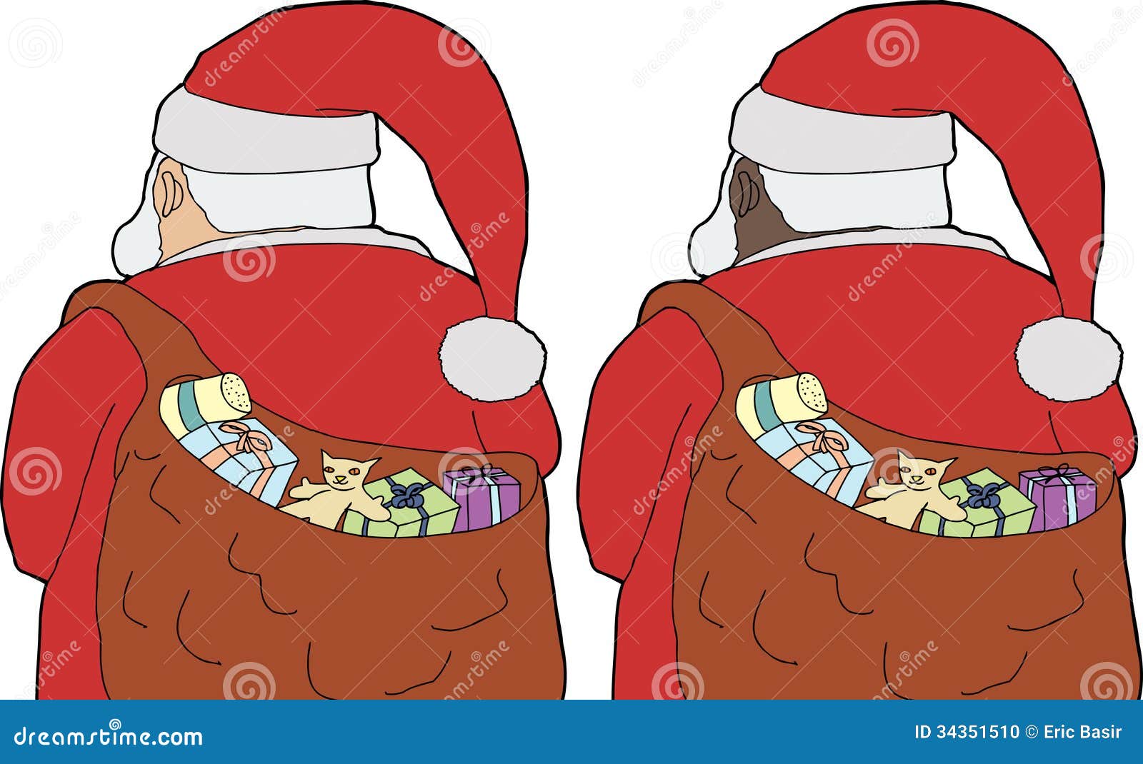 Rear View Santa Claus stock vector. Illustration of asian - 34351510