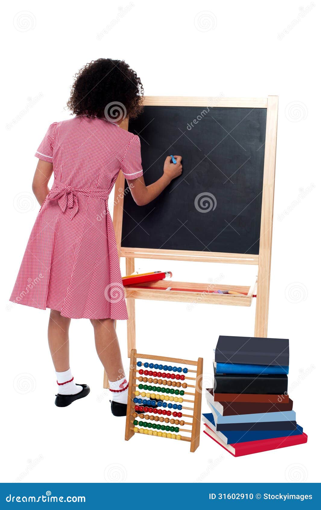 Rear View of School Girl in Maths Class Stock Photo - Image of ...