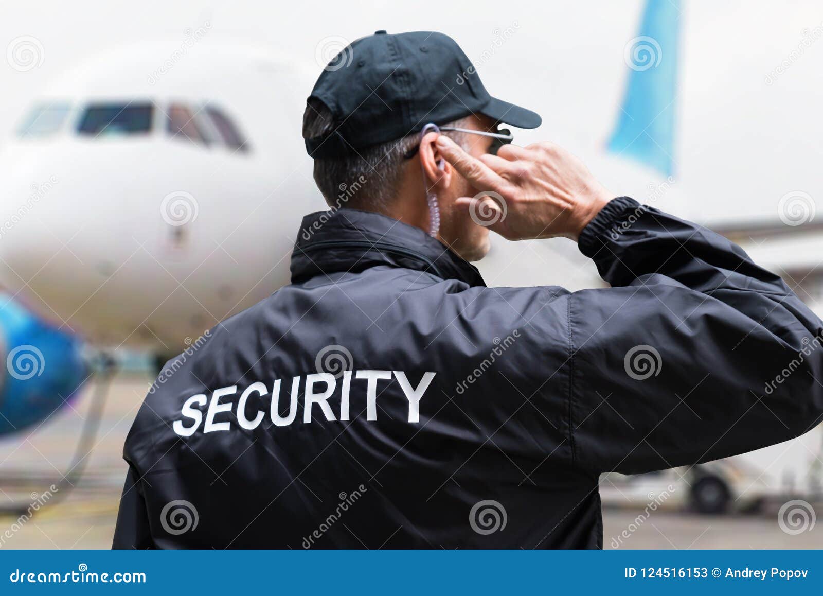 Rear View of a Security Guard Stock Image - Image of policeman ...