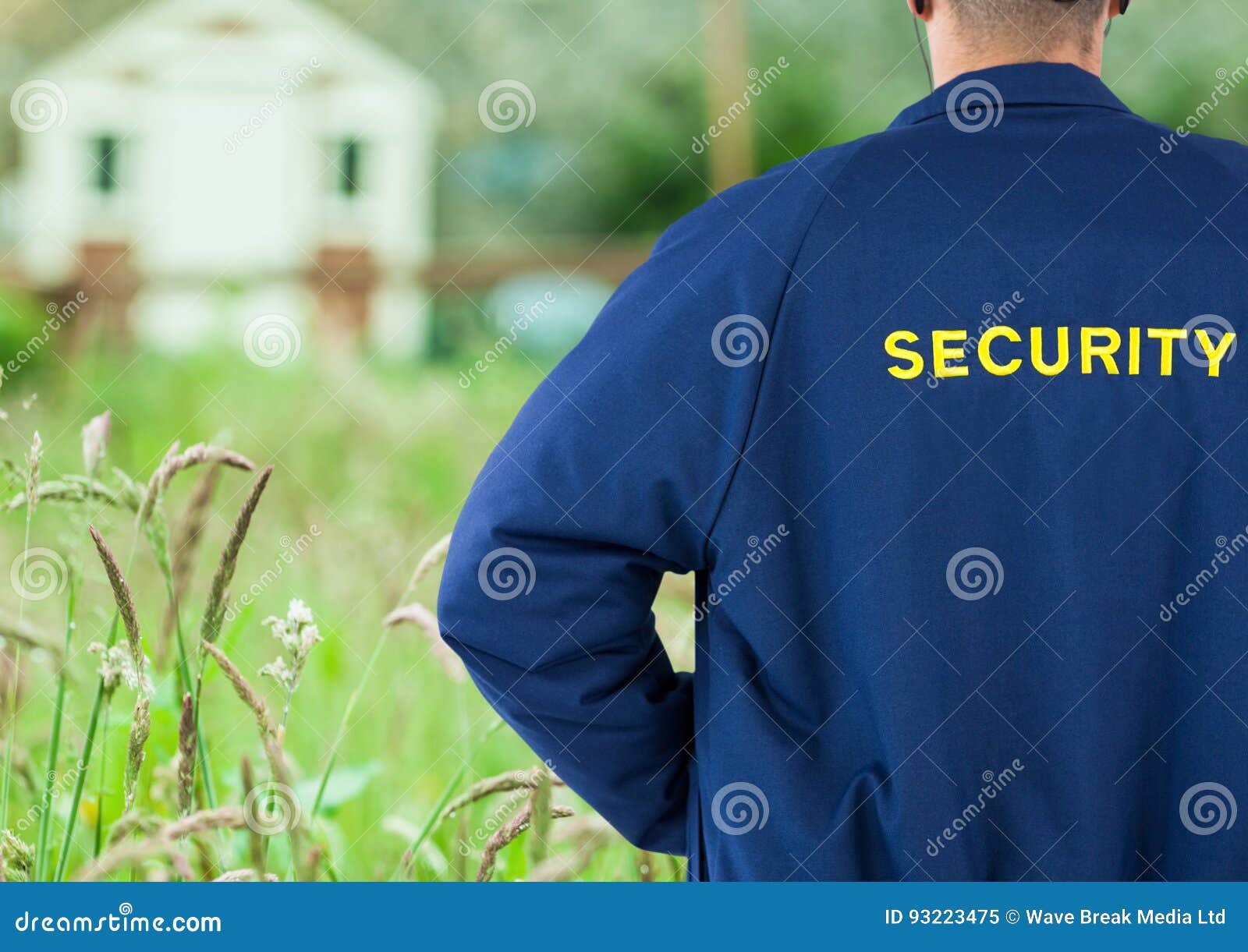 Rear View of Security Guard Standing on Field Stock Image - Image of ...