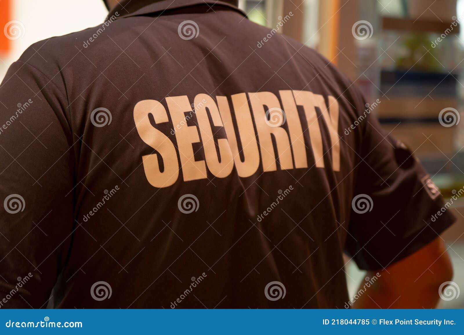 Rear View of Security Guard in Uniform Patrolling in Commercial Mall ...