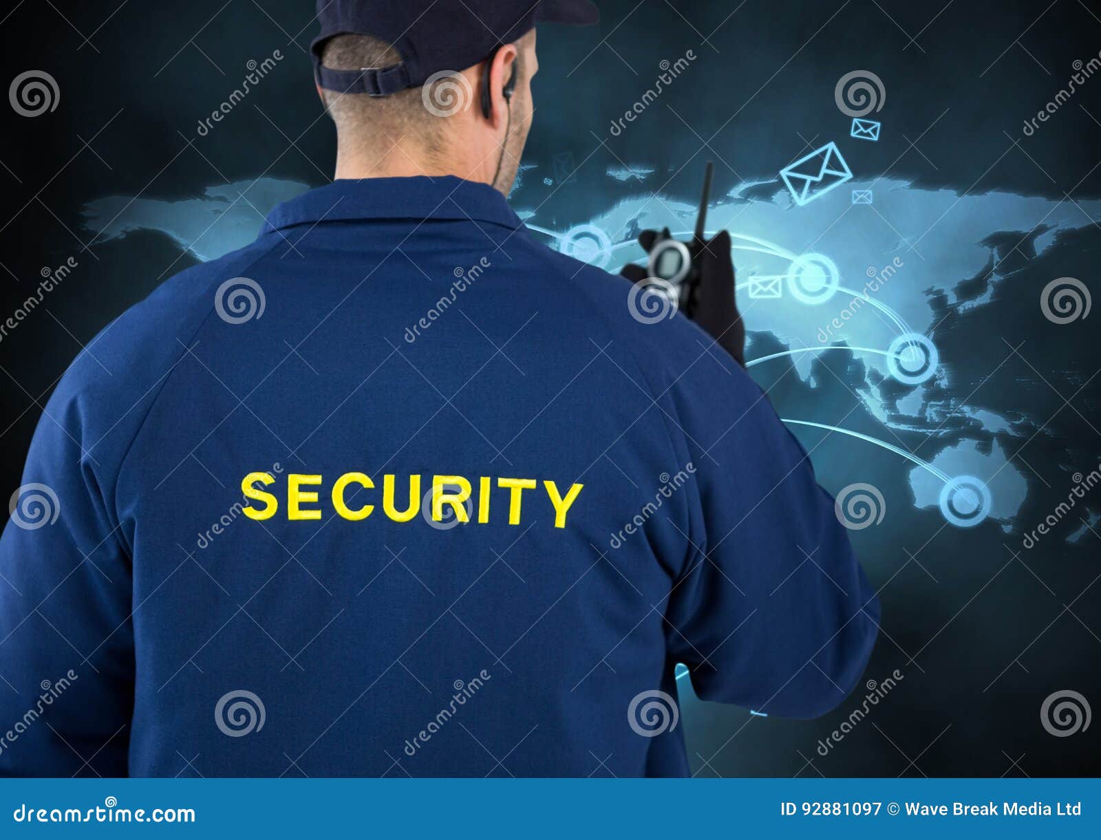 Rear View of Security Guard Wearing Uniform Stock Image - Image of ...