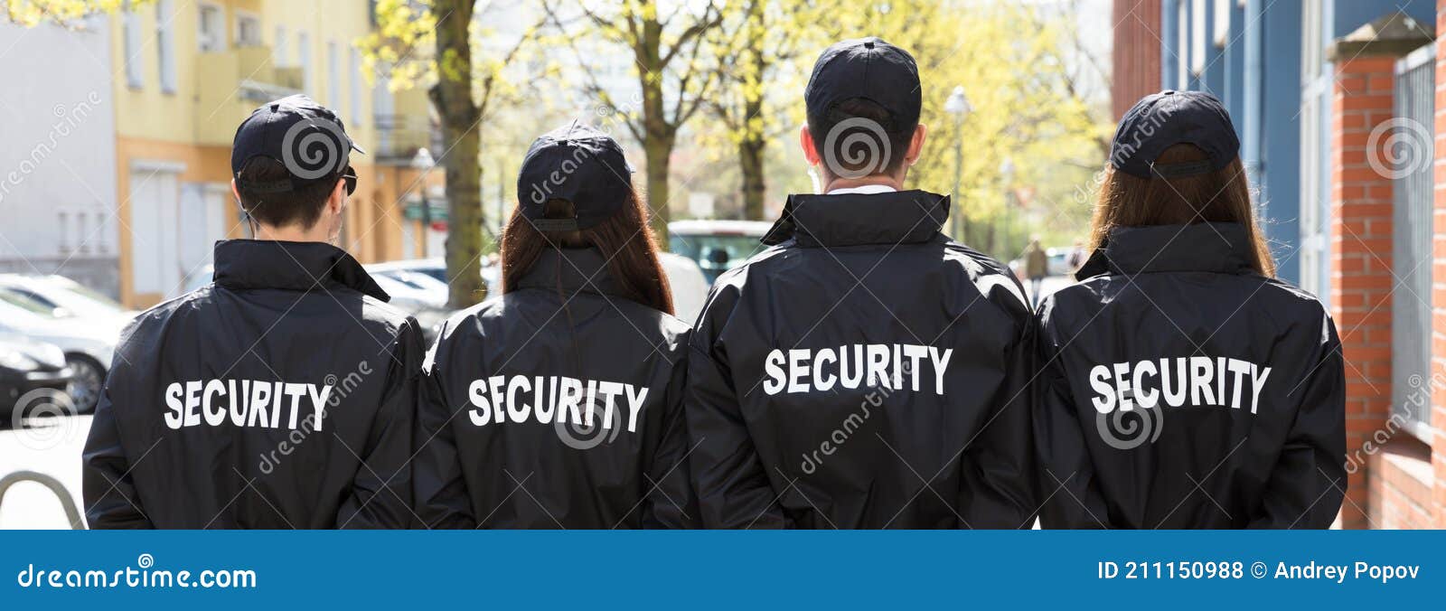 Security Guards Standing in a Row Stock Photo - Image of back, black ...
