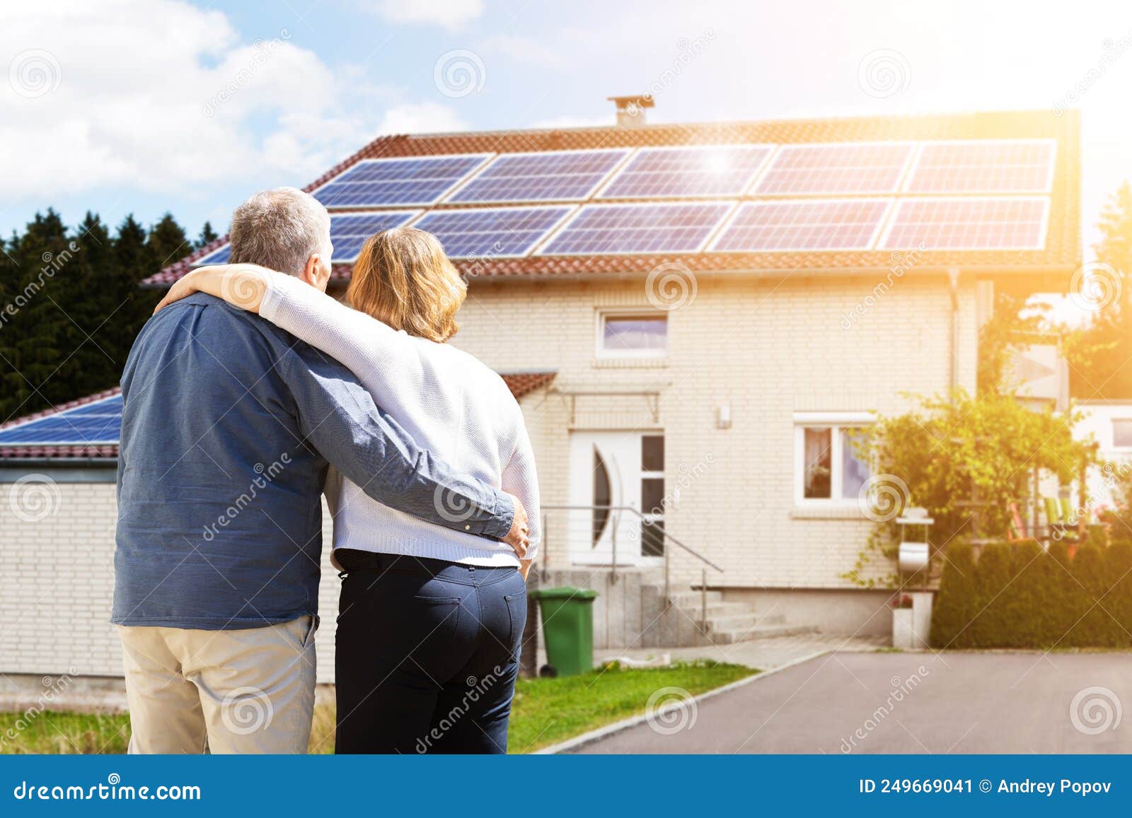 Couple Standing in Front of Their House Stock Image - Image of woman ...