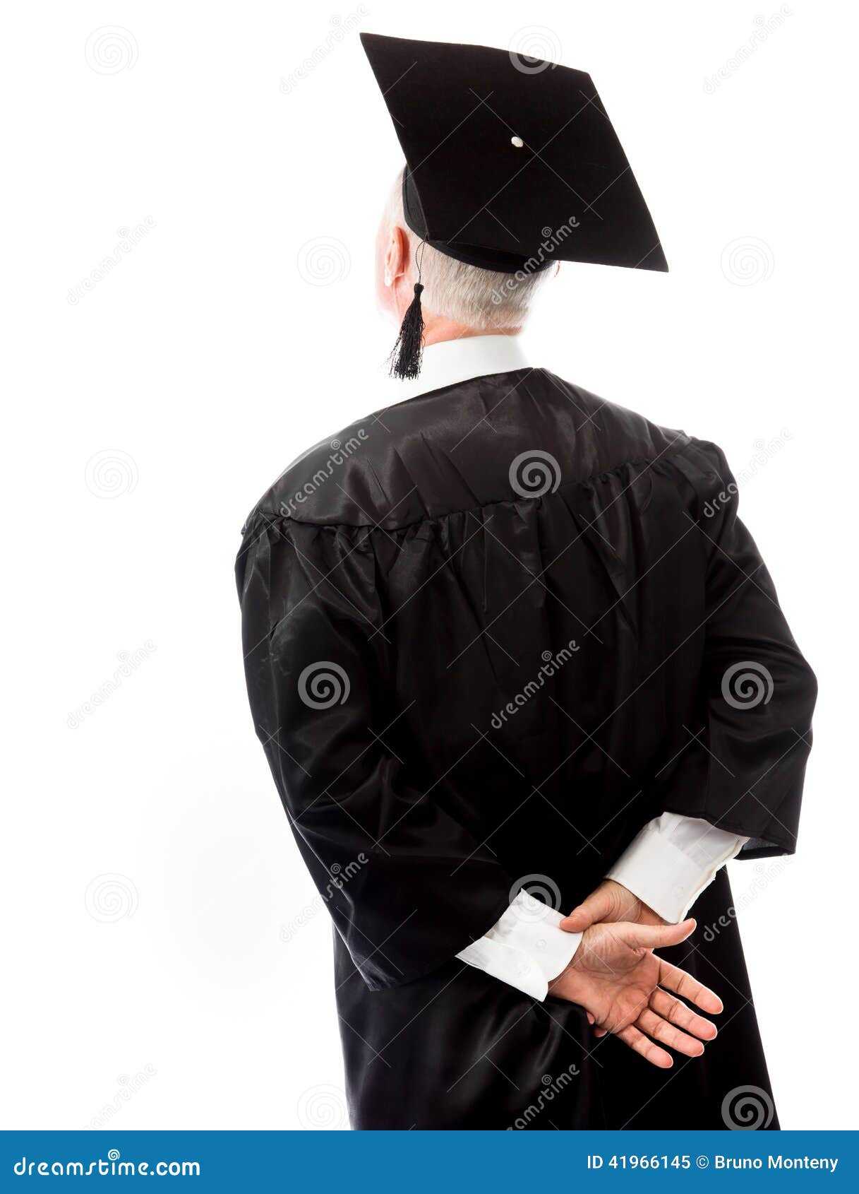 Rear View of a Senior Male Graduate Standing with Hands Behind B Stock ...