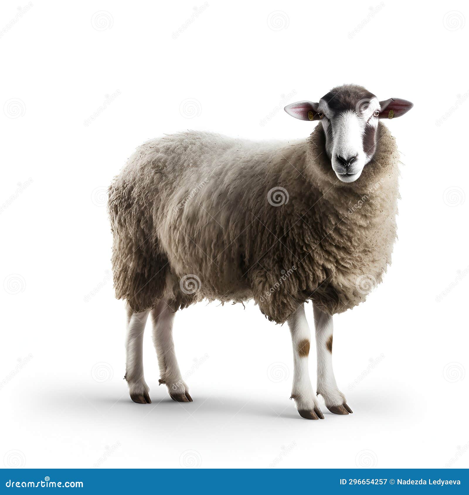 Rear View of a Sheep Looking Back Against White Background. Stock ...
