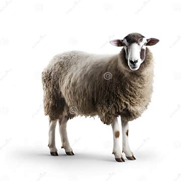 Rear View of a Sheep Looking Back Against White Background. Stock ...