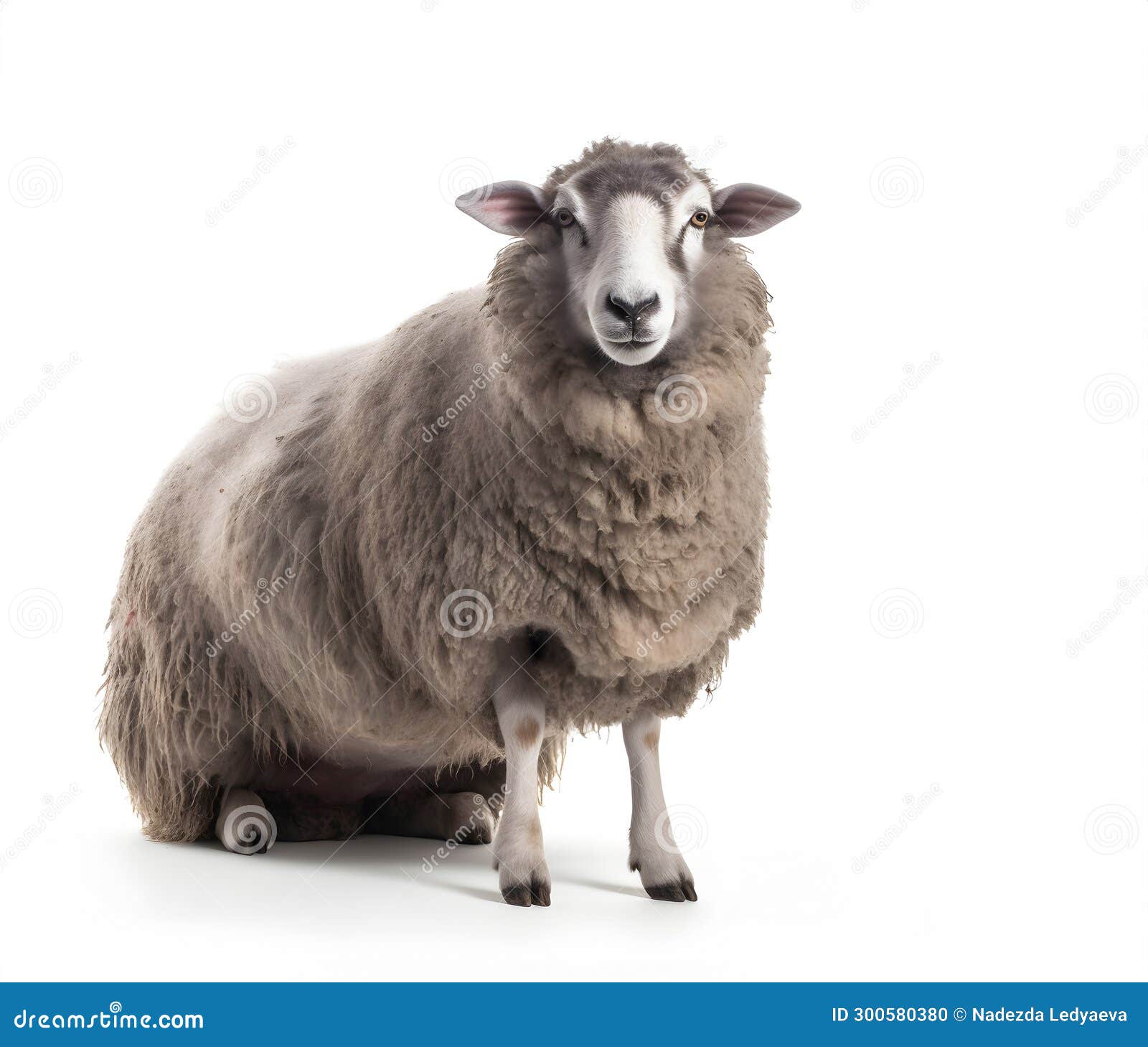 Rear View of a Sheep Looking Back Against White Background. Stock Photo ...