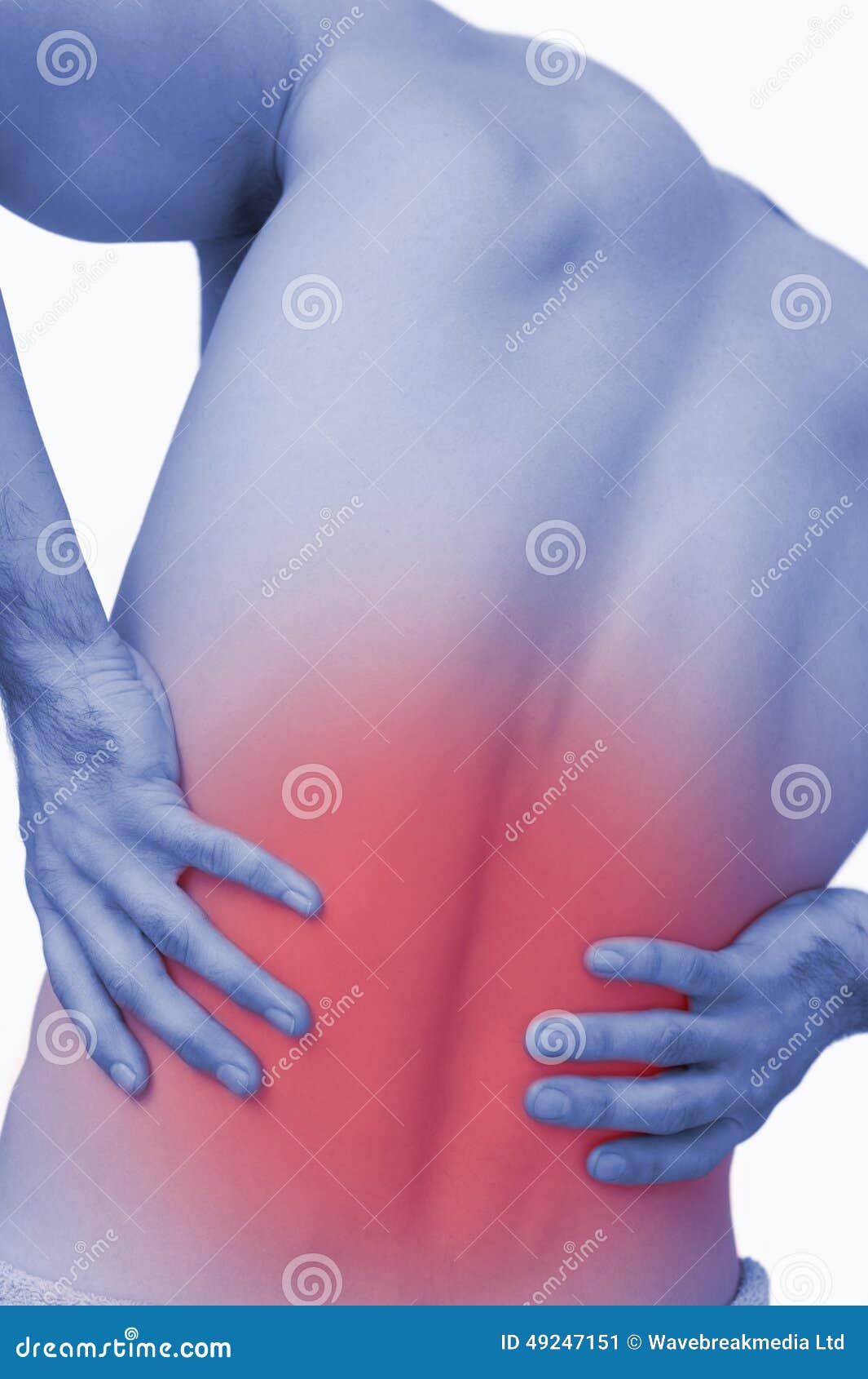 Rear View of Shirtless Man with Back Pain Stock Image - Image of lower ...