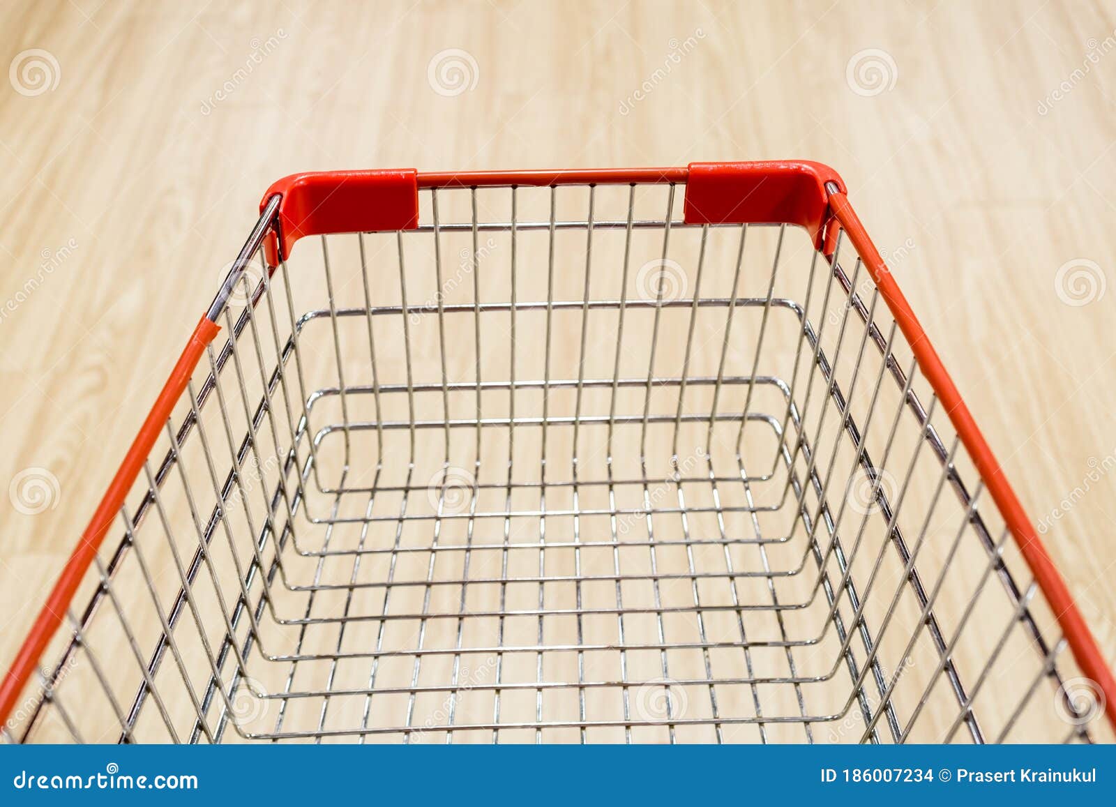 Rear View of a Shopping Cart Stock Photo - Image of metal, market ...