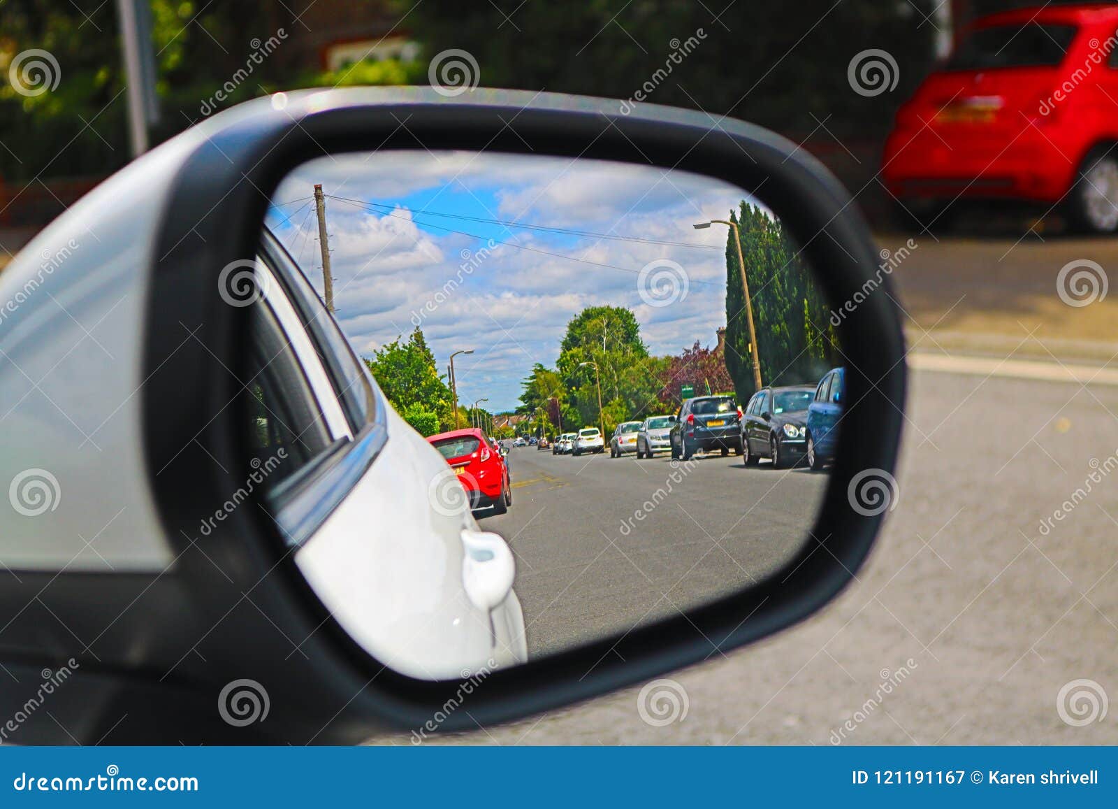 Rear view from side mirror editorial photography. Image of mirror ...