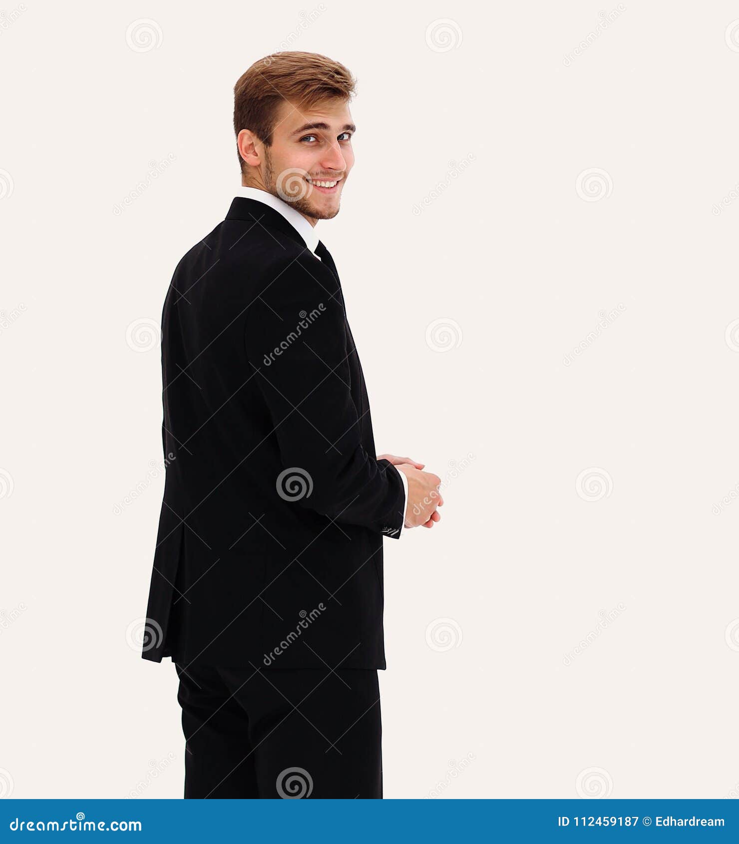 Rear View.smiling Businessman Looking at the Camera Stock Image - Image ... Rear View.smiling Businessman Looking at the Camera Stock Image - Image ...