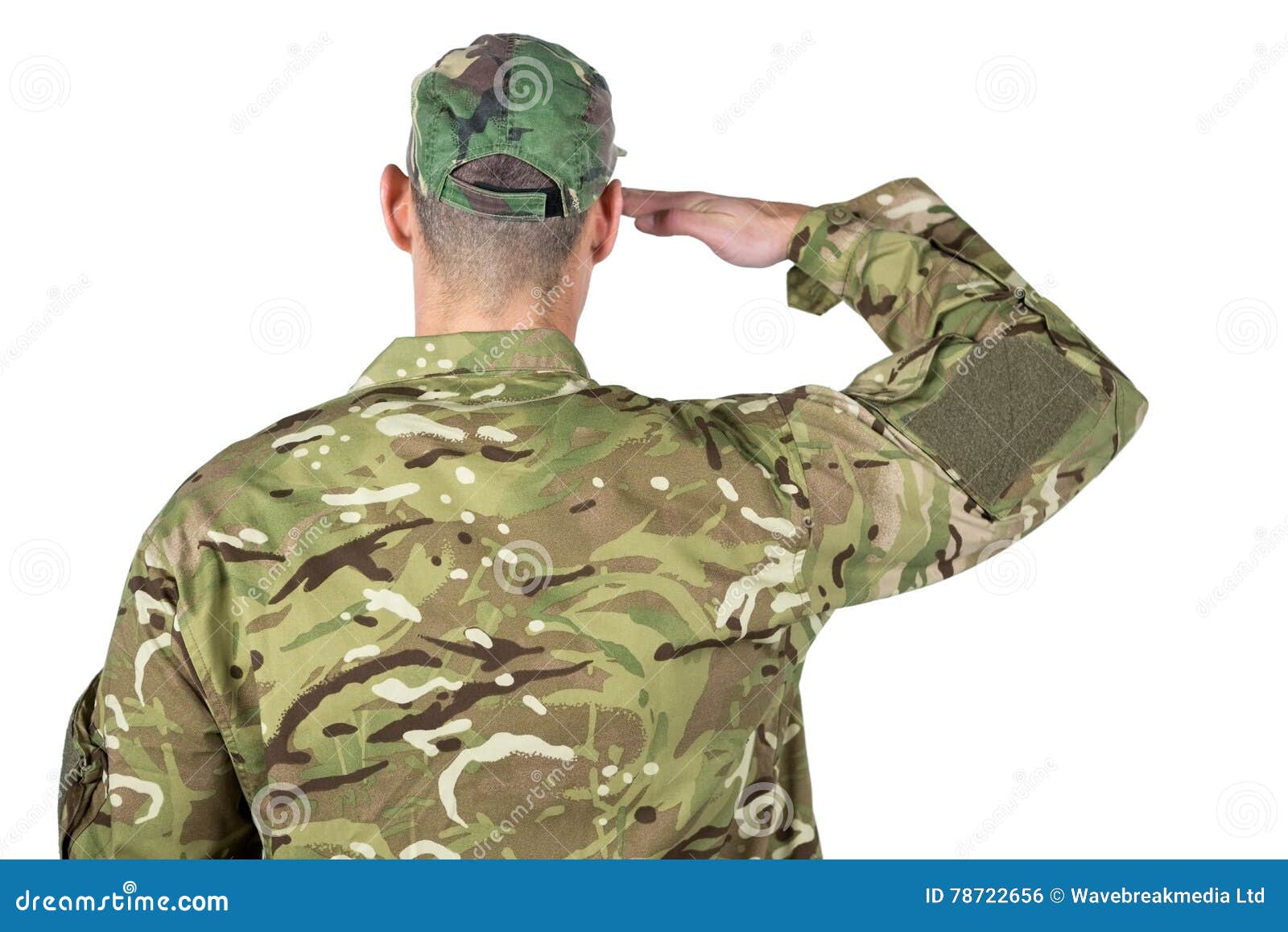 Rear View of Soldier Saluting Stock Photo - Image of studio, male: 78722656