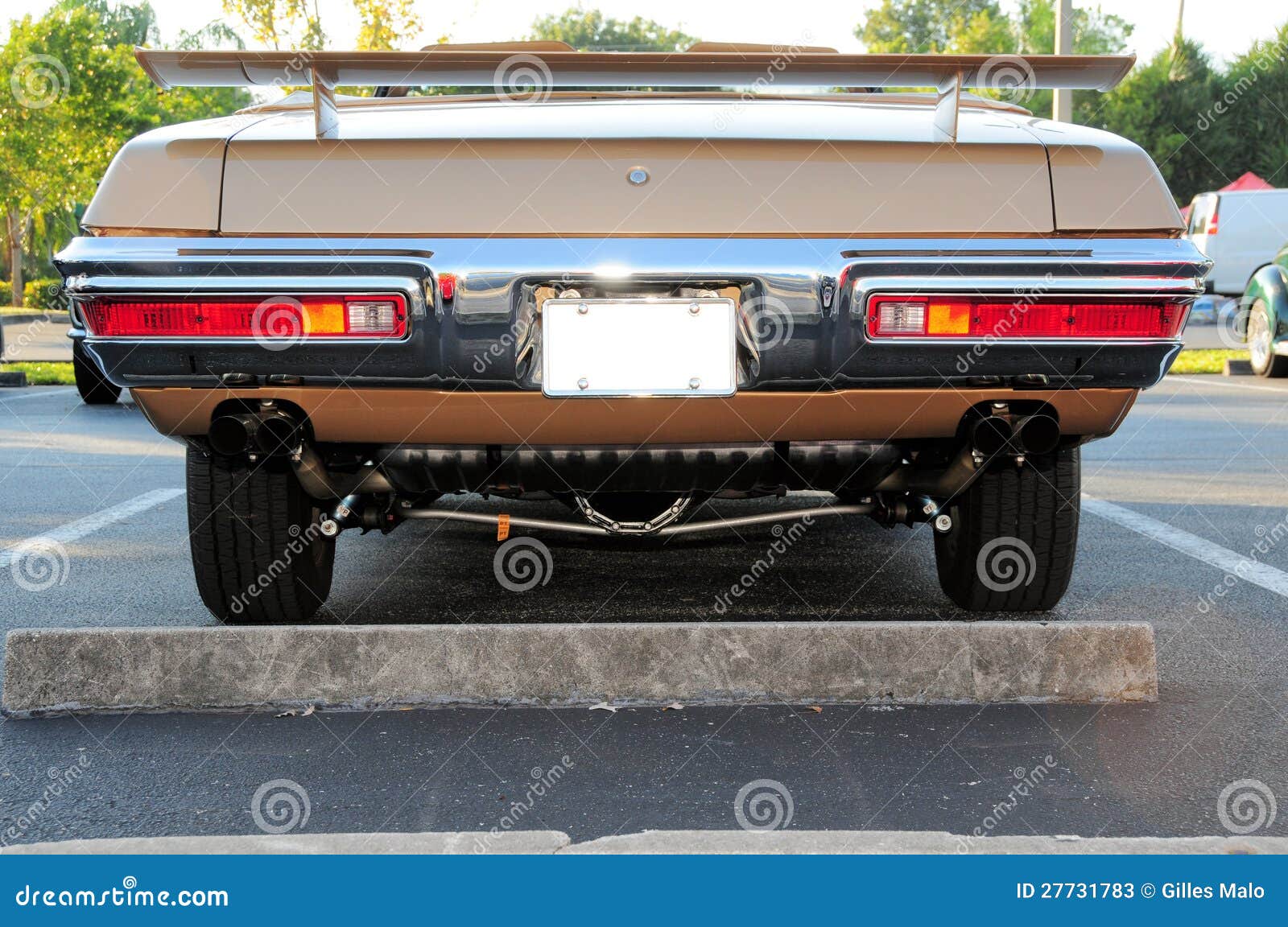 Rear view of sports car stock image. Image of beige, road - 27731783