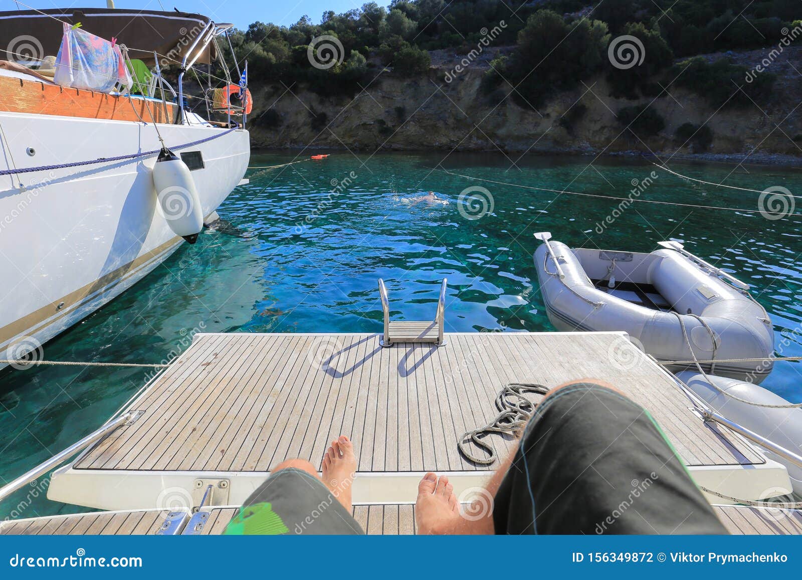 Rear View from Stern Sailing Yacht Stock Photo - Image of nature, coast ...