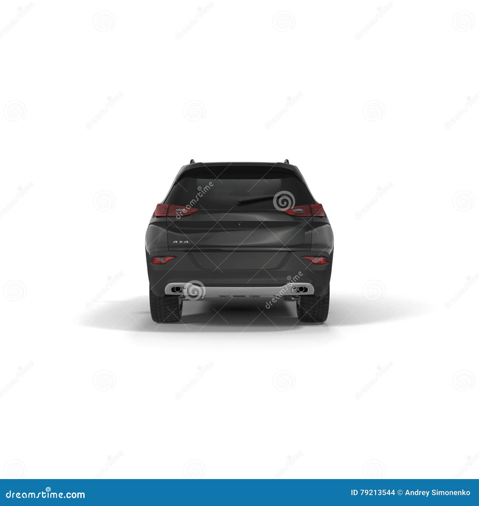 Rear View Strong 4x4 Suv Isolated. 3D Illustration Stock Illustration ...